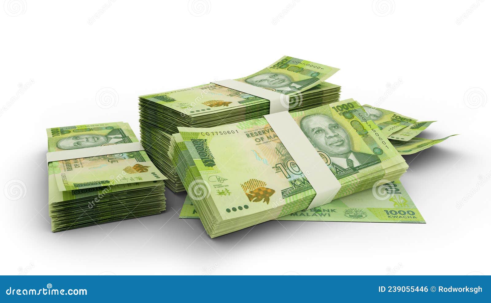 Stack of Malawian Kwacha Notes Isolated on White Background Stock Photo ...