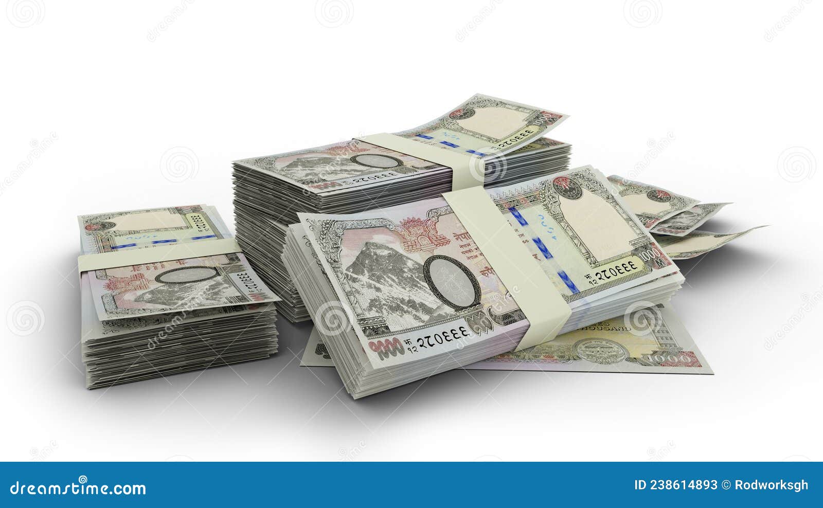 Stack of 1000 Nepalese Rupee Notes Isolated on White Background Stock ...