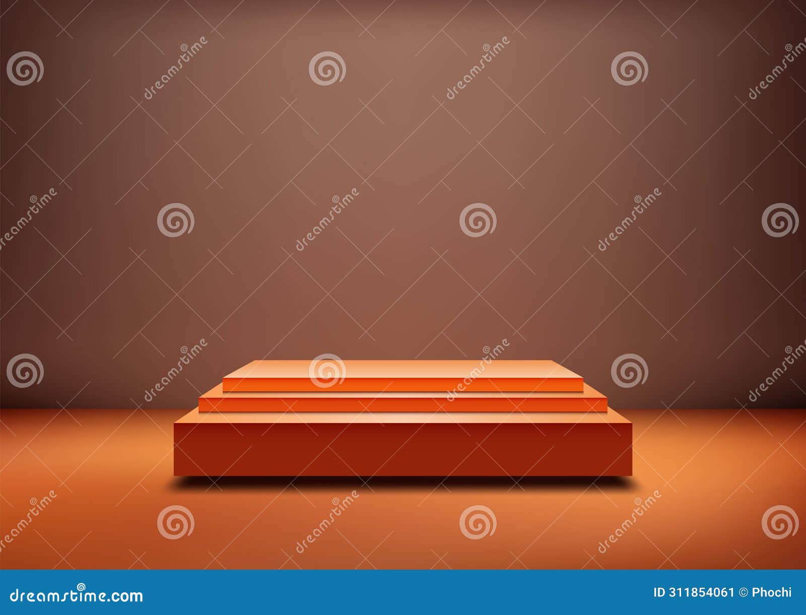 3D Stack Orange Boxes Podium Sits on a Flat Brown Background Stock ...