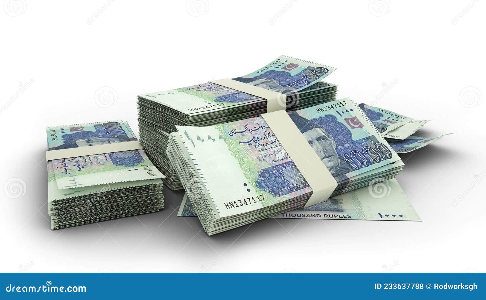Stack of 1000 Pakistan Rupee Notes Isolated on White Background Stock ...