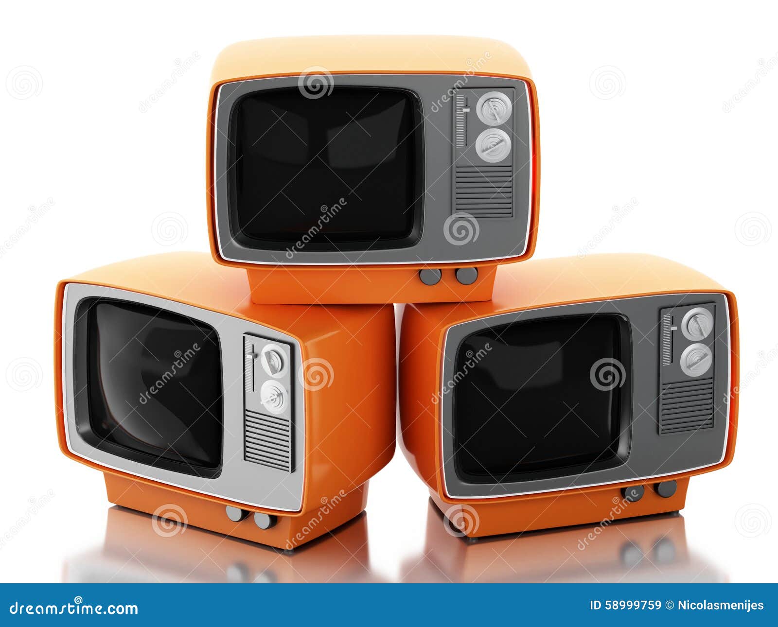 3d Stack of retro tv set. stock illustration. Illustration of optical ...