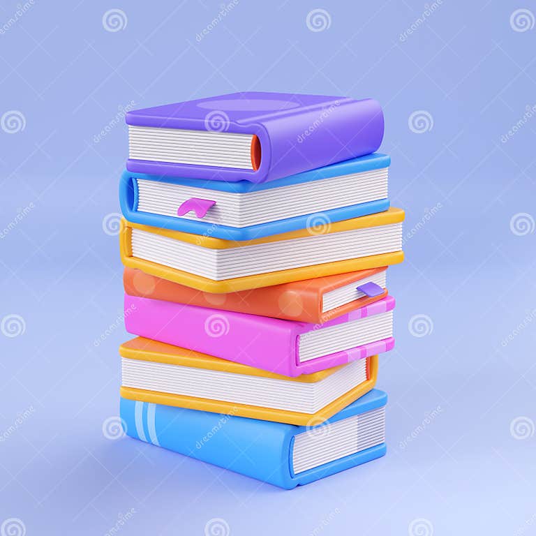 3d Stack School Book for Library Render. Textbook Education ...