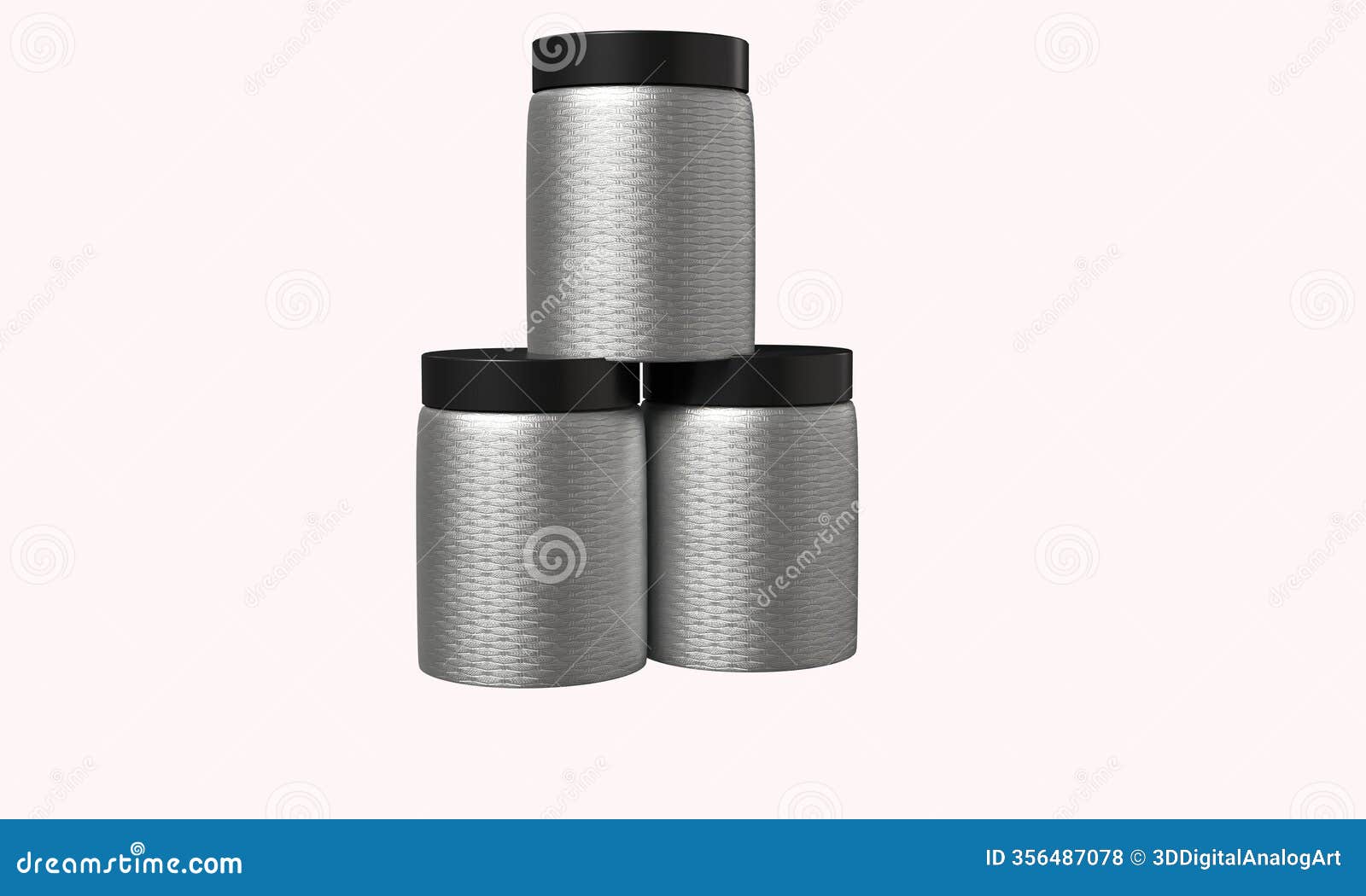 3D Stack of Three Metal Cans. Isolated on a White Background Stock ...