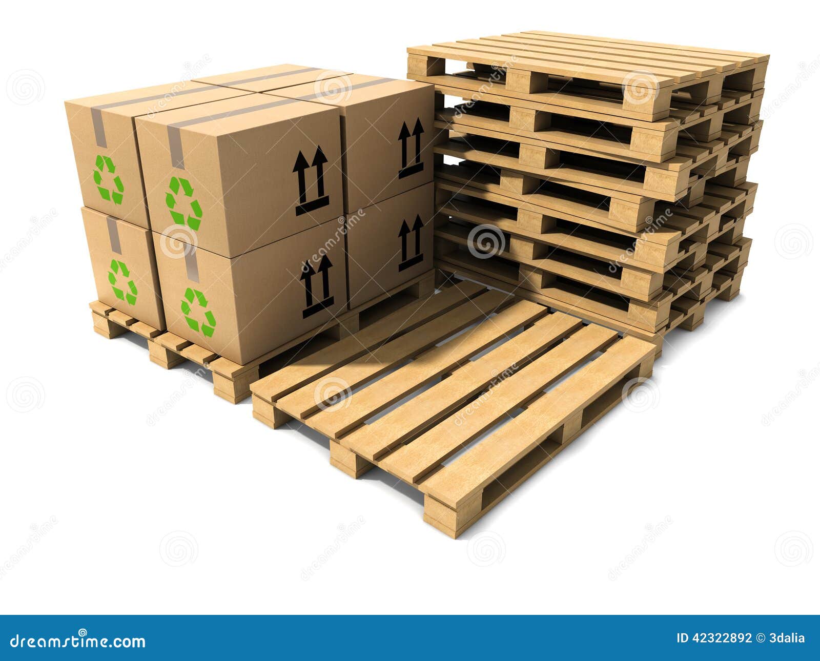 3d Stack of Wooden Shipping Pallets Stock Illustration - Illustration ...