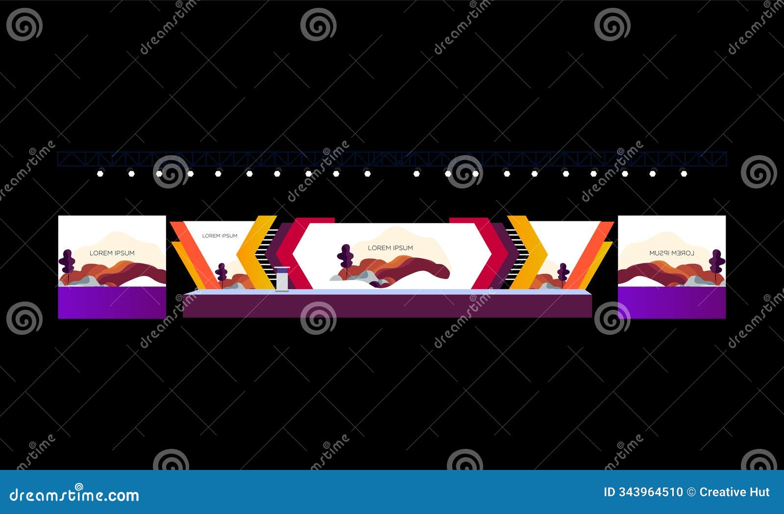 Events Stage Design 2d Illustration Stock Vector - Illustration of ...