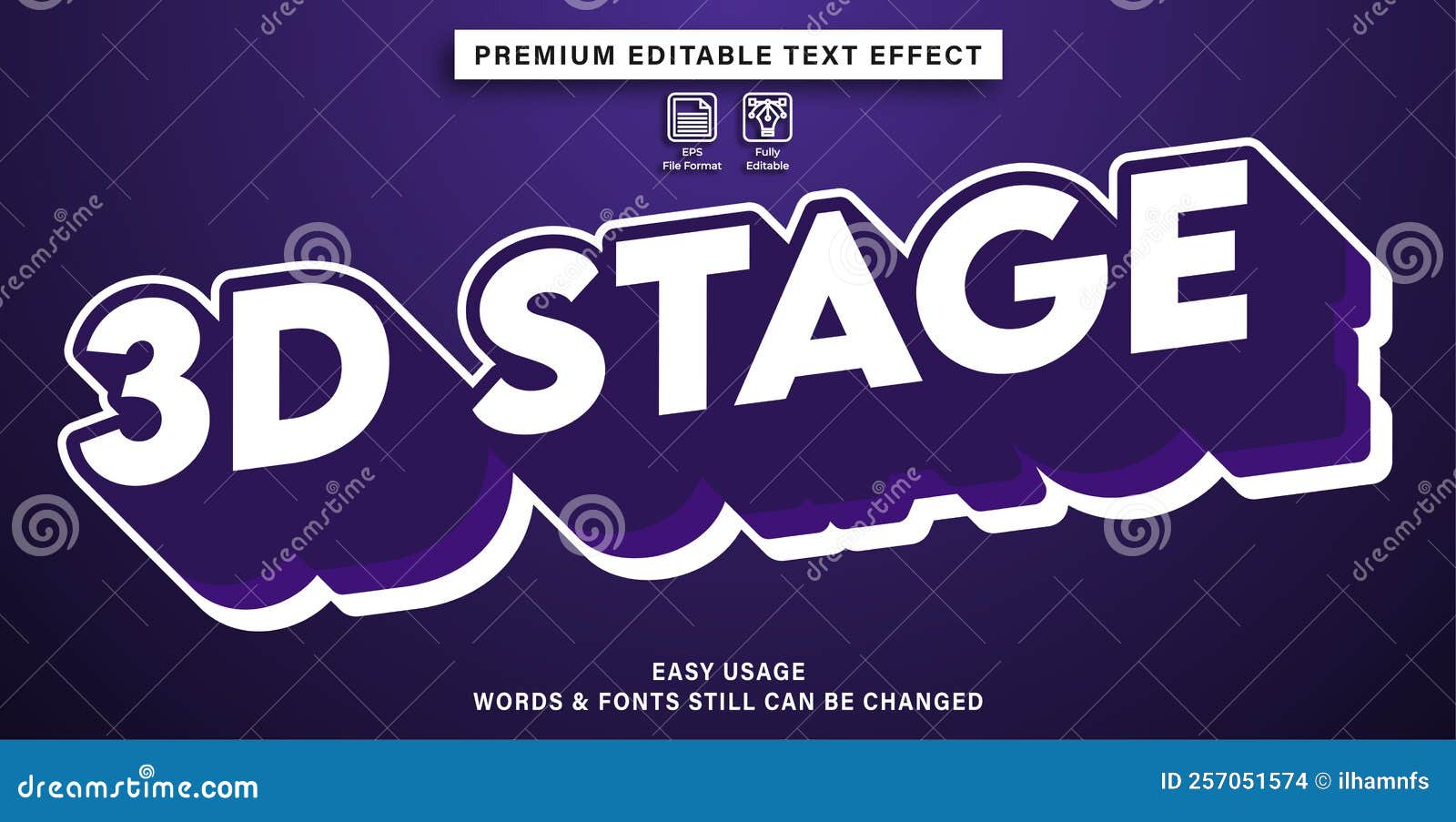 3d Stage Style Editable Text Effect Stock Vector - Illustration of ...