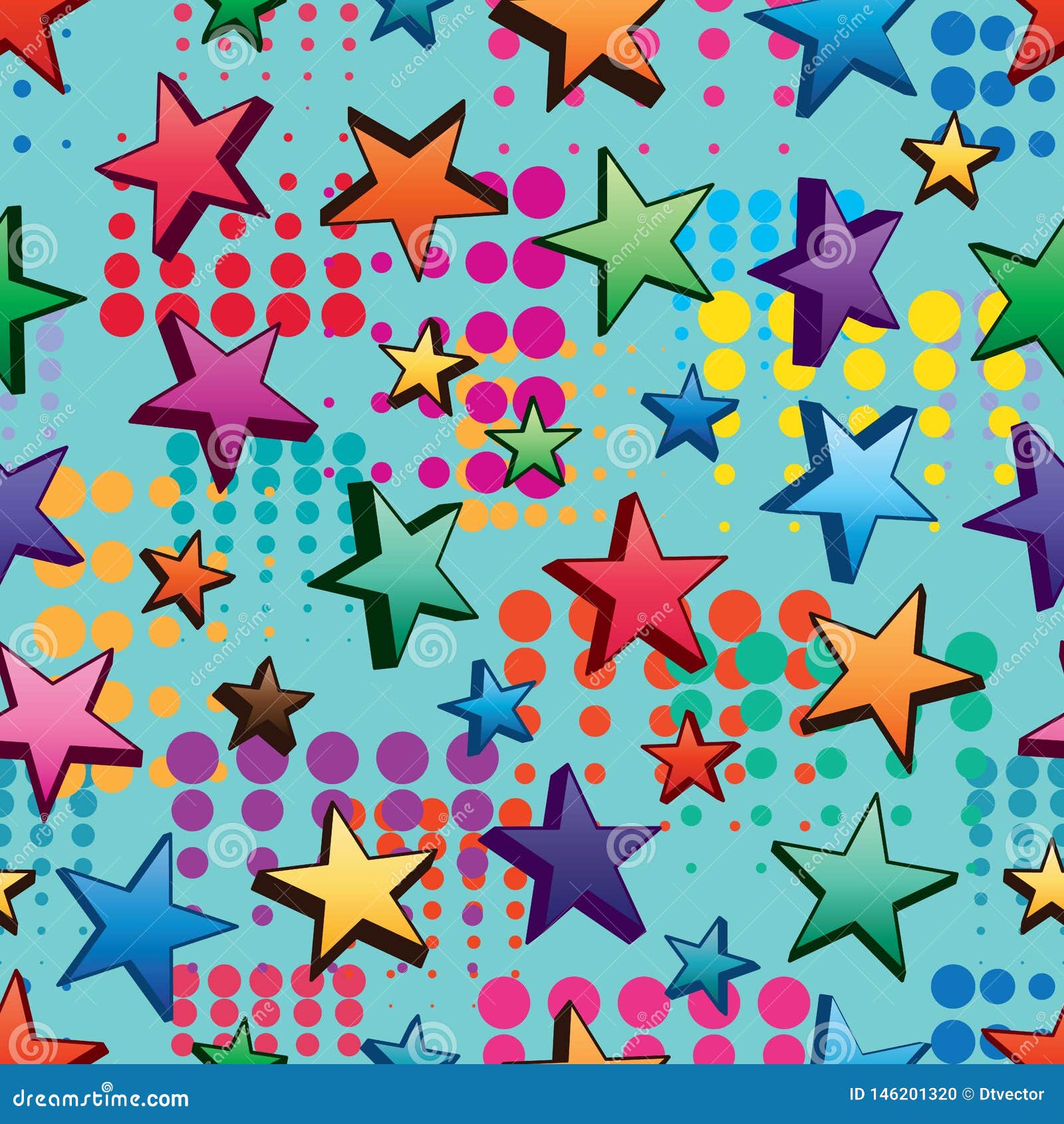3d Star Half Tone Style Seamless Pattern Stock Vector - Illustration of ...