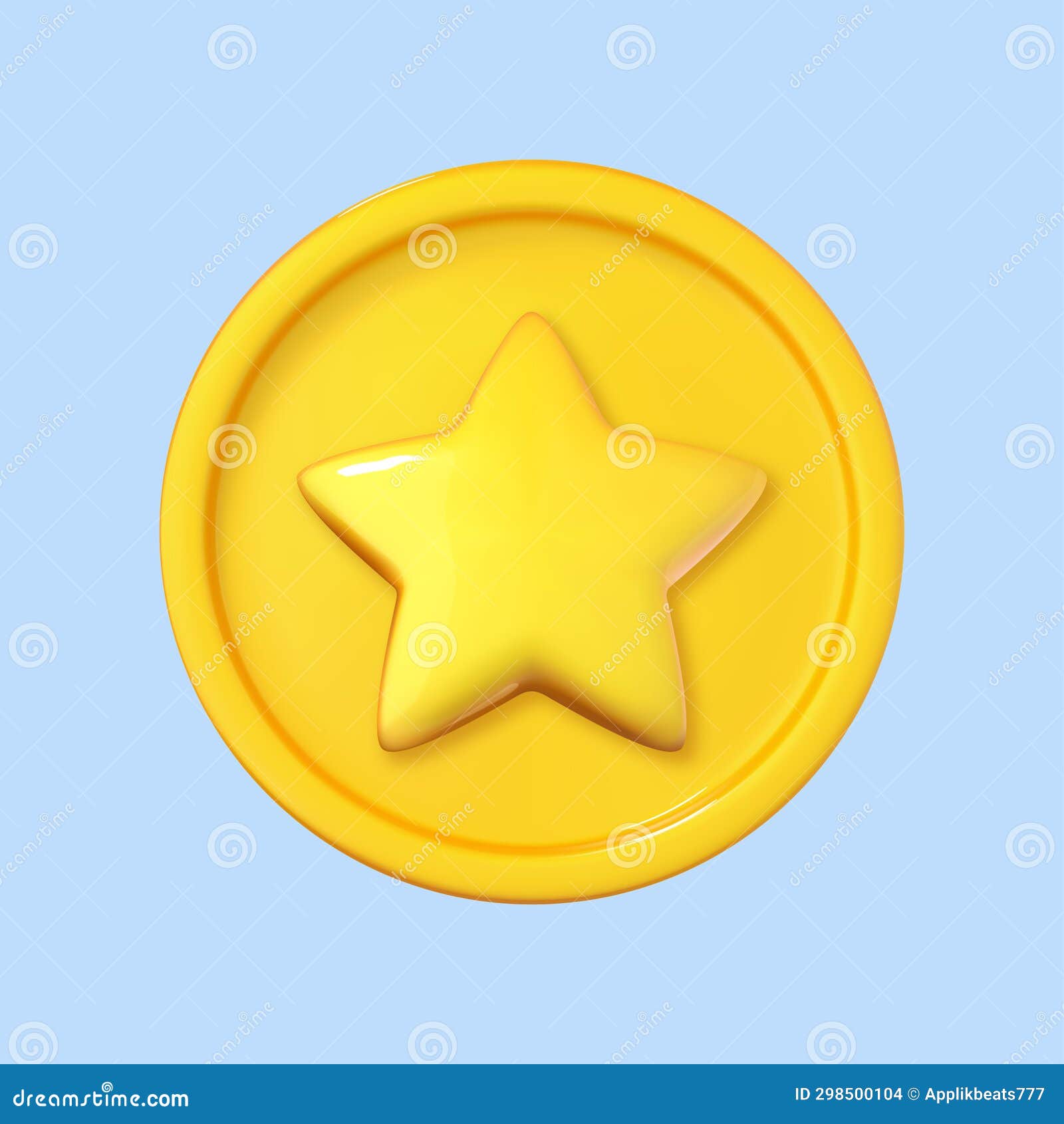 3D Star Icon in Cartoon Style. Vector 3d Yellow Round Button Stock ...