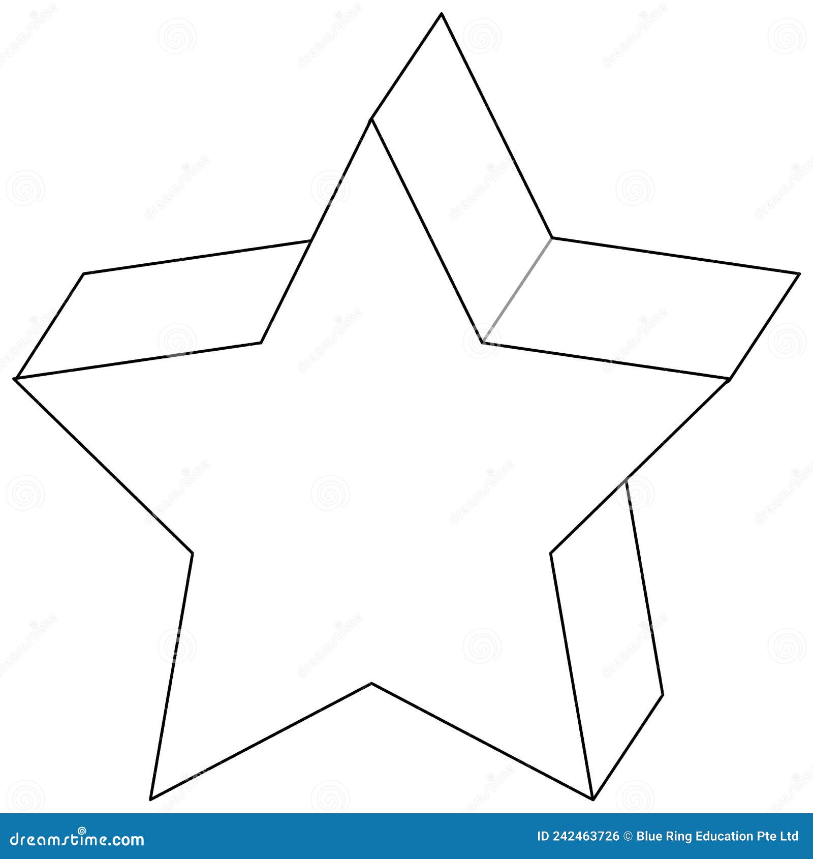 3D Star Shape Doodle Outline for Colouring Stock Vector - Illustration ...