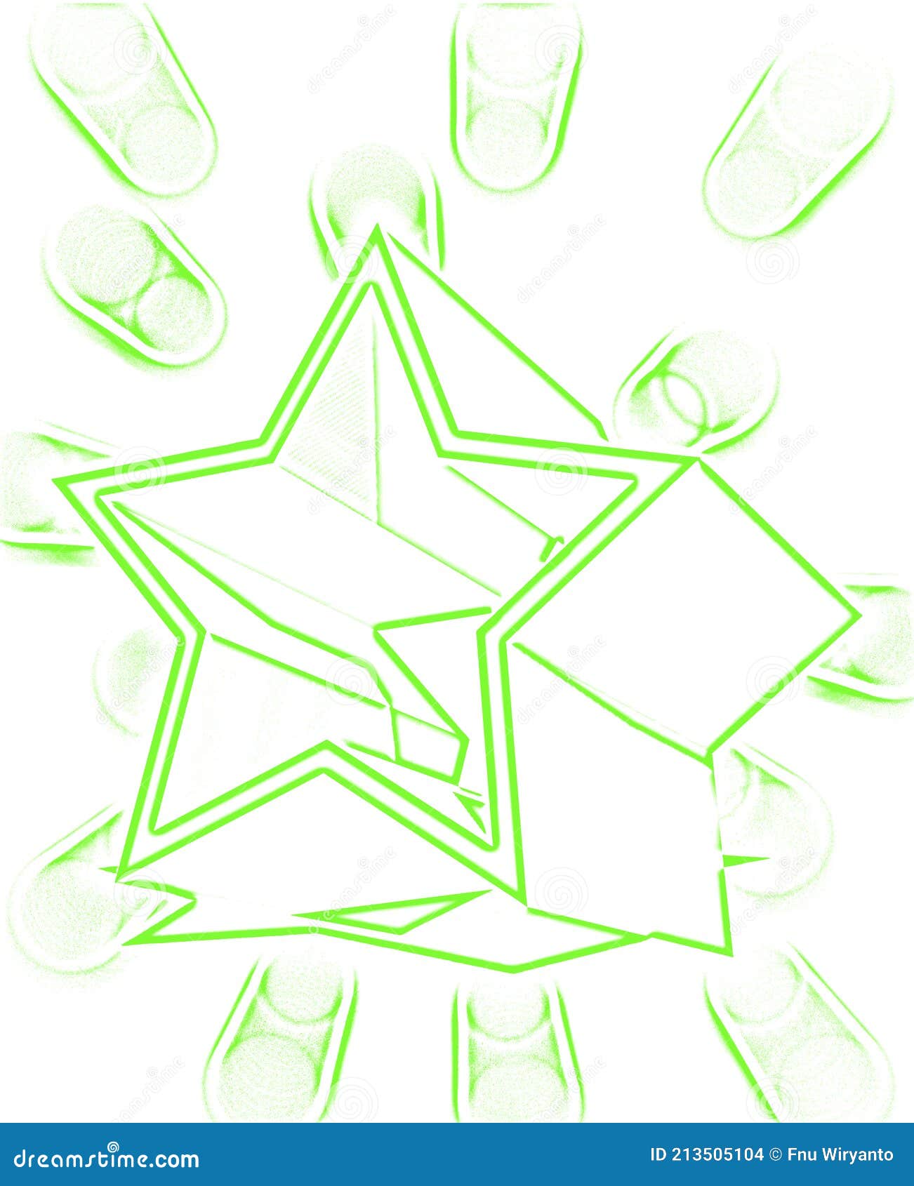 3d Star Visualization in Green Line Stock Illustration - Illustration ...