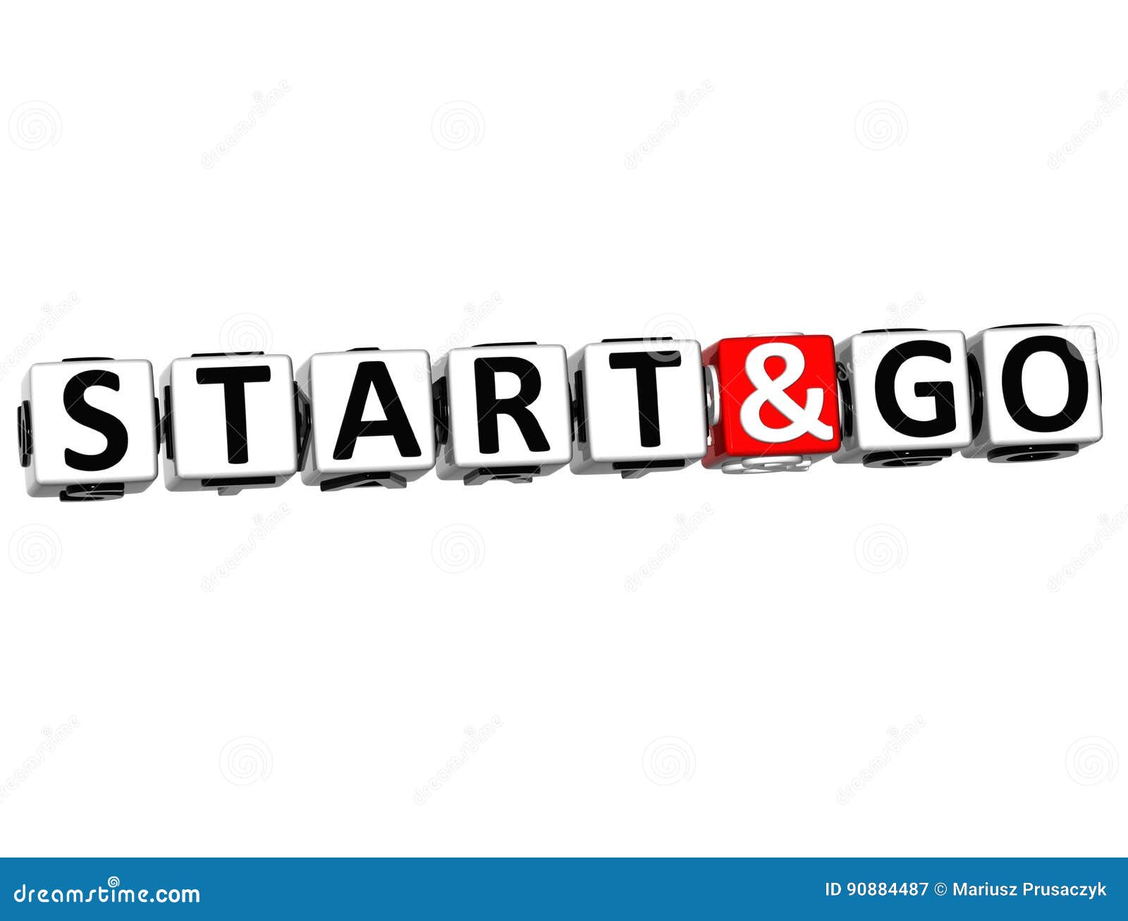 3D Start and Go Button Click Here Block Text Stock Illustration ...