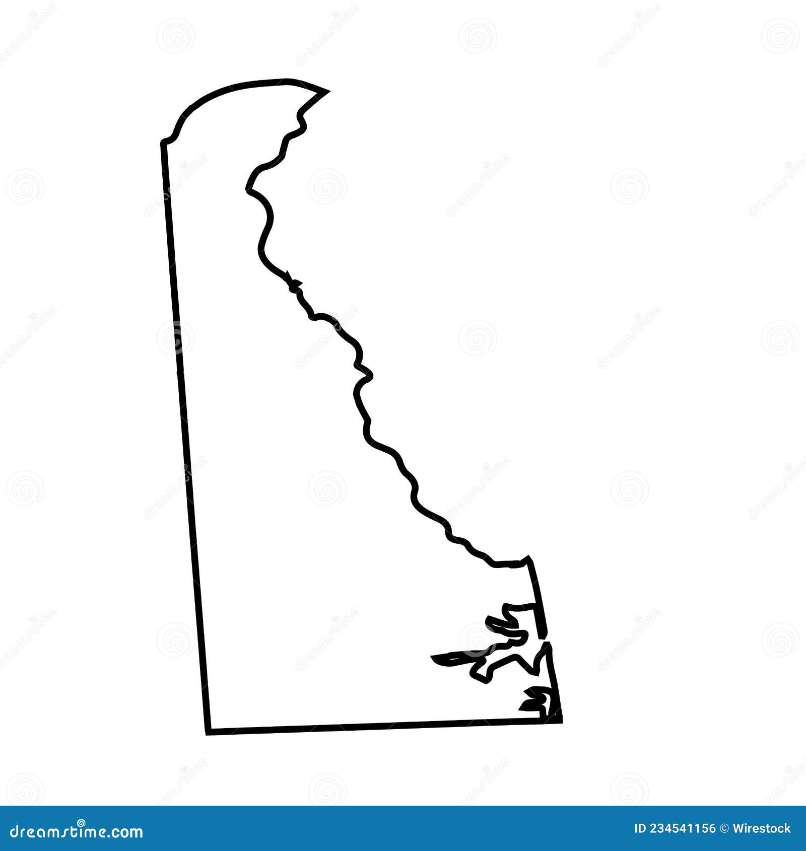 Delaware Outline Map State Shape USA America Borders Cartoon Vector ...