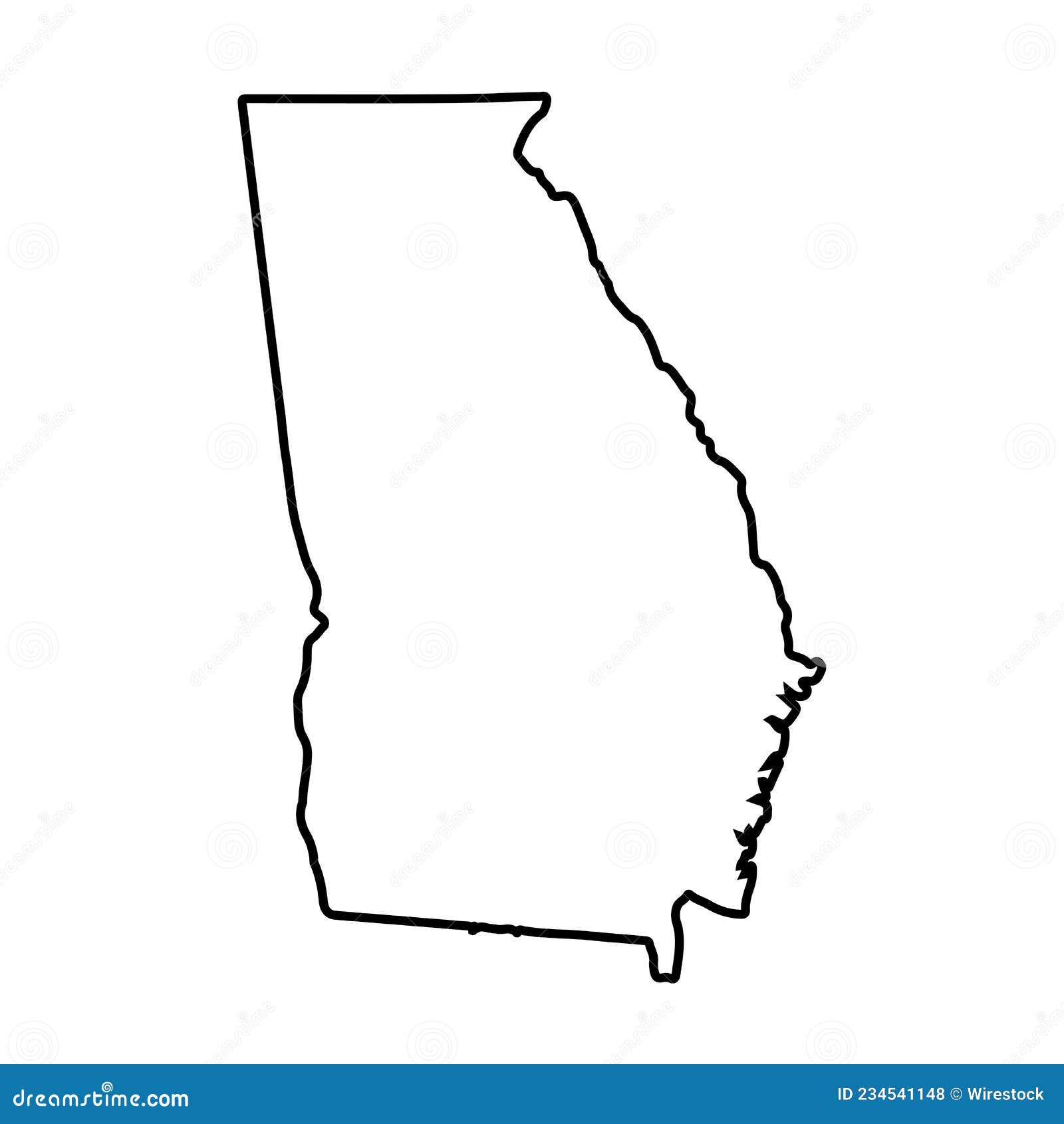 2D State of Georgia (USA) Outline Map on White Background Stock ...