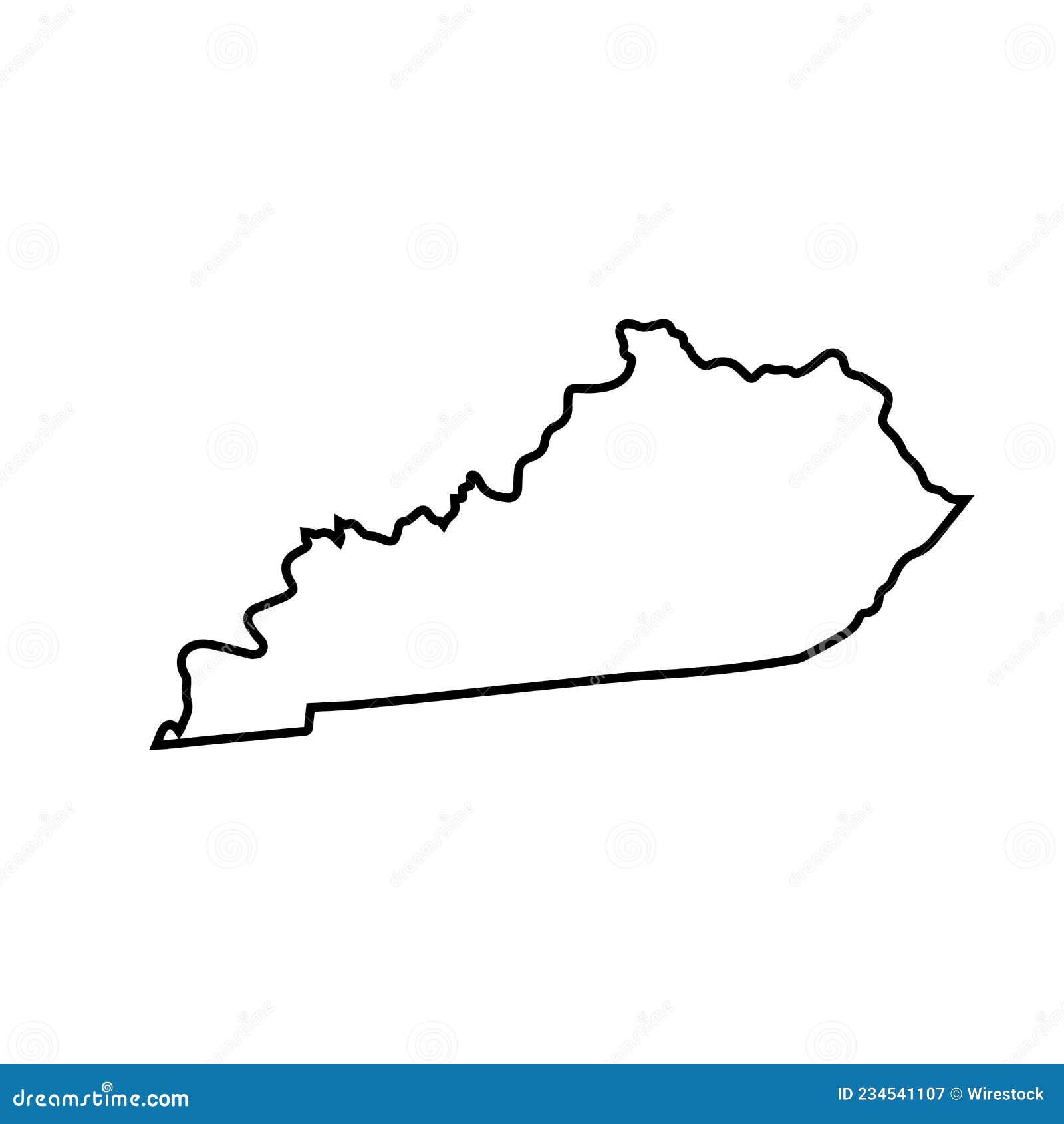 Kentucky Outline Map State Shape USA America Borders Stock Photo ...