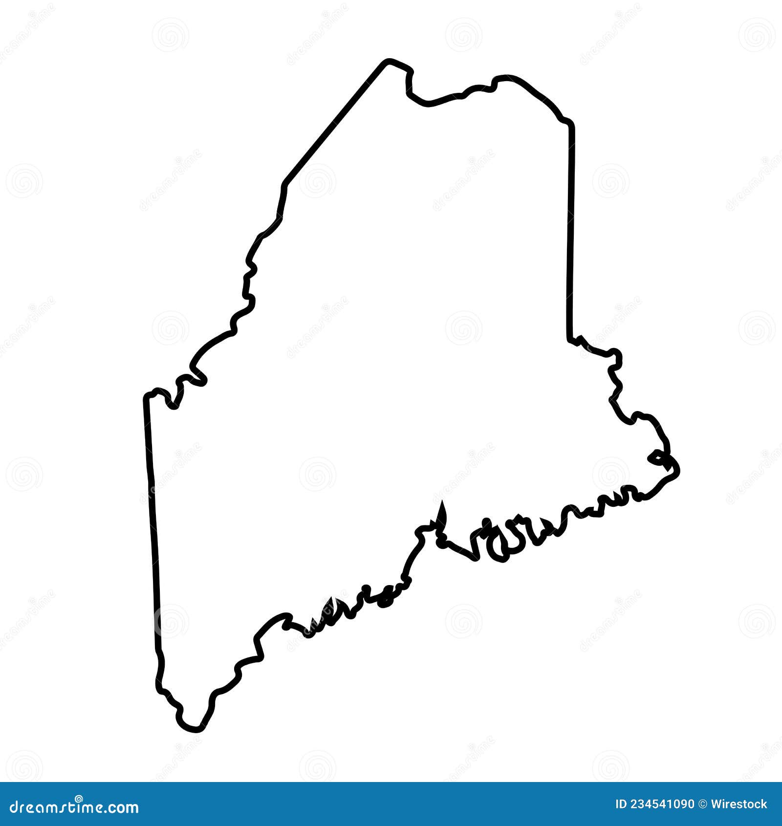 Maine Outline Map State Shape USA America Borders Vector Illustration ...
