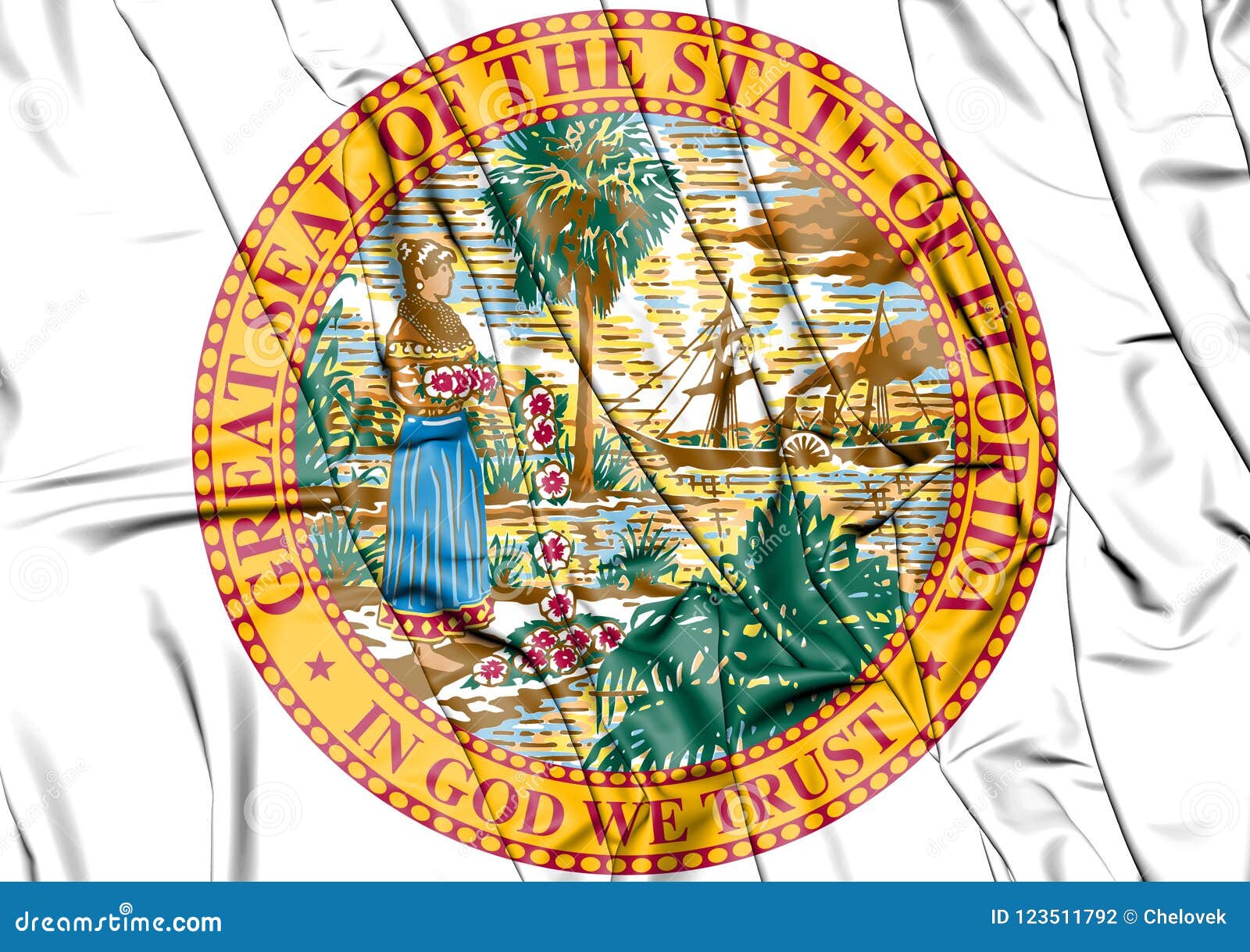 3D State Seal of Florida, USA. Stock Illustration - Illustration of ...
