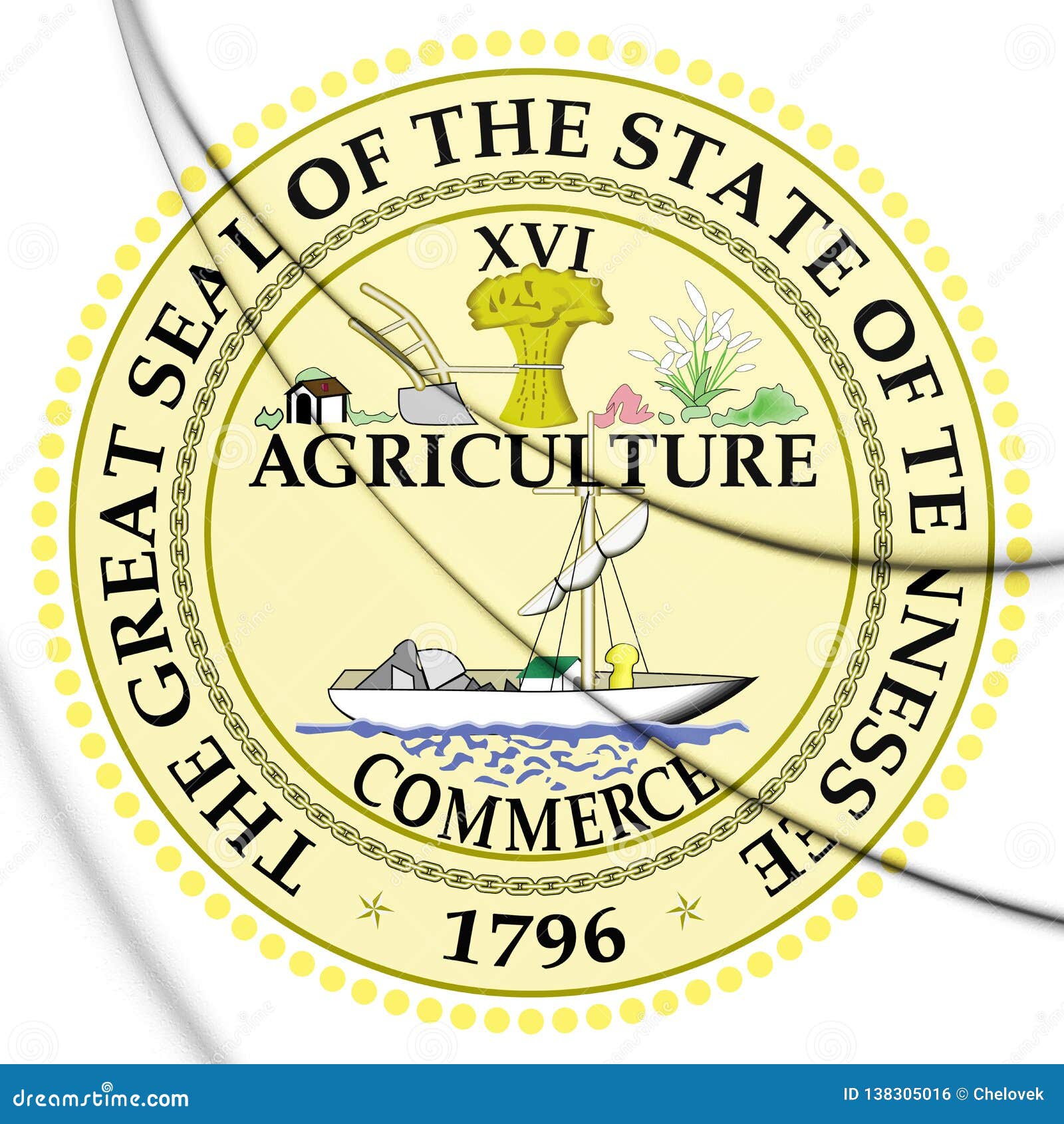3D State Seal of Tennessee, USA. Stock Illustration - Illustration of ...