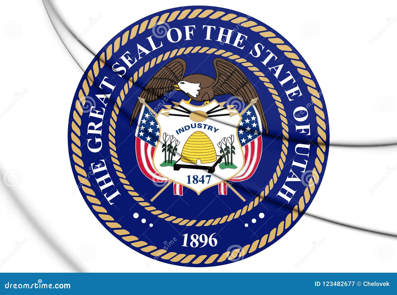 3D State Seal of Utah, USA. Stock Illustration - Illustration of render ...