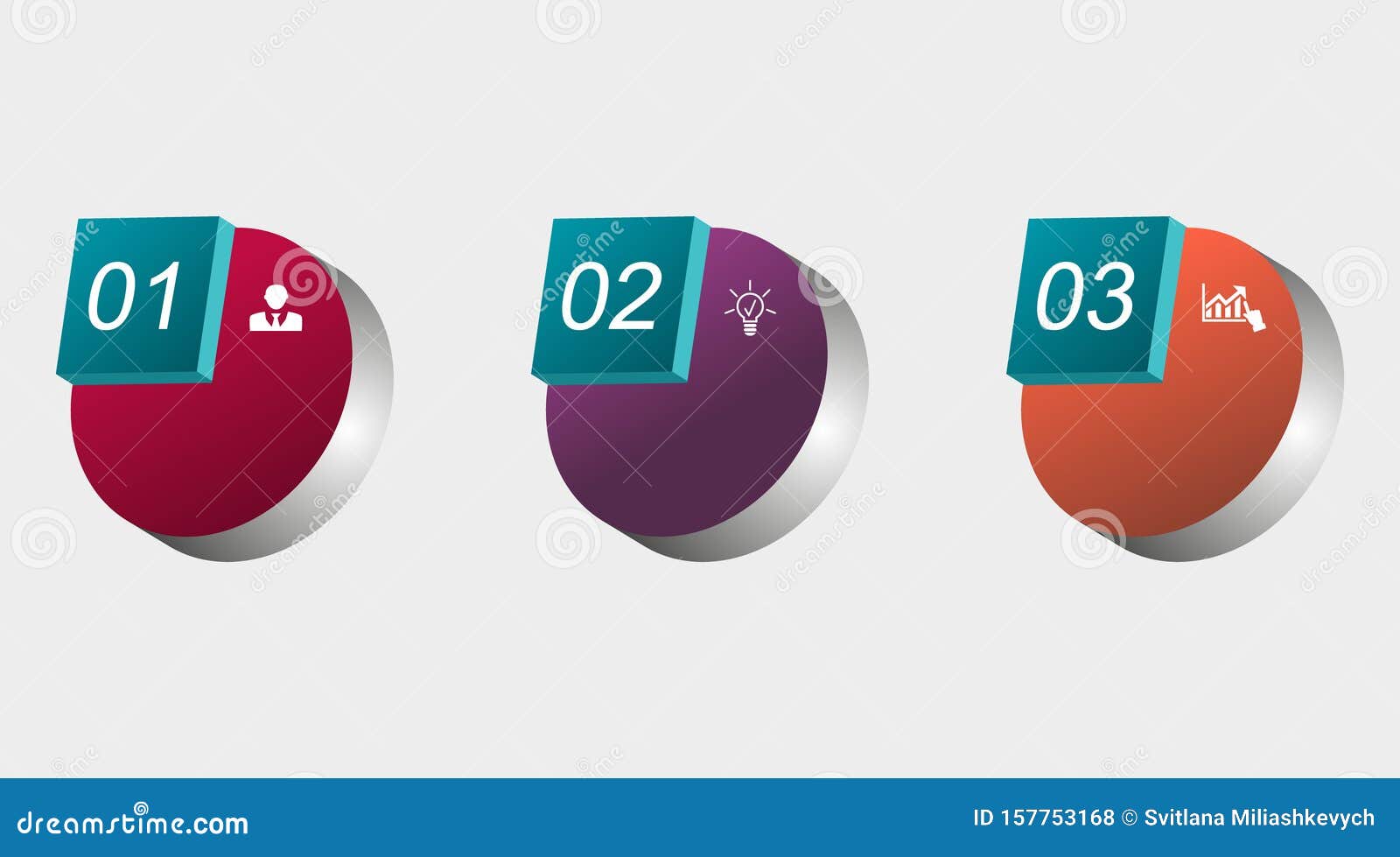 3D 3-step Infographics with Number Icons Stock Illustration ...