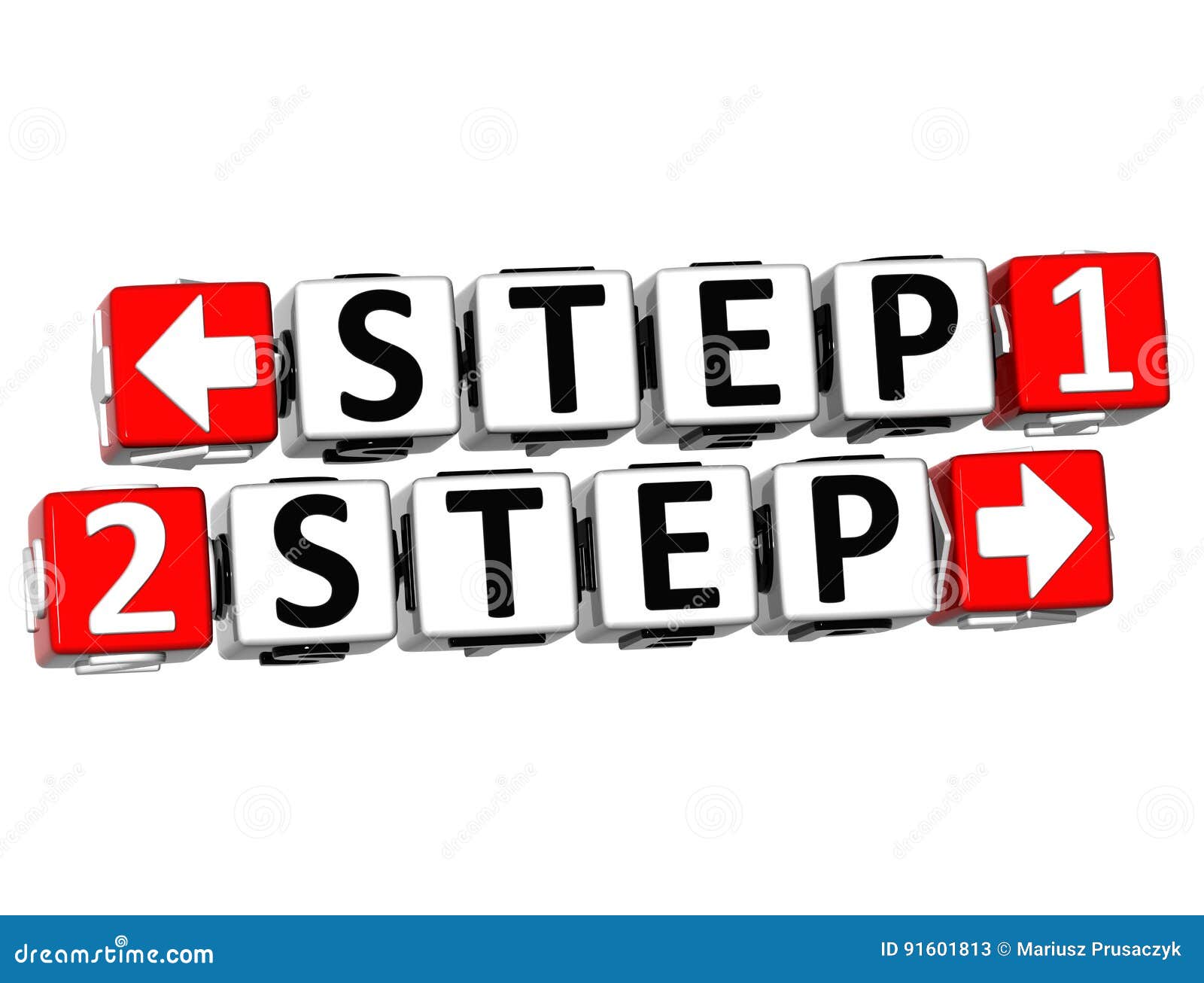 3D Step 1 Step 2 Button Click Here Block Text Stock Illustration ...