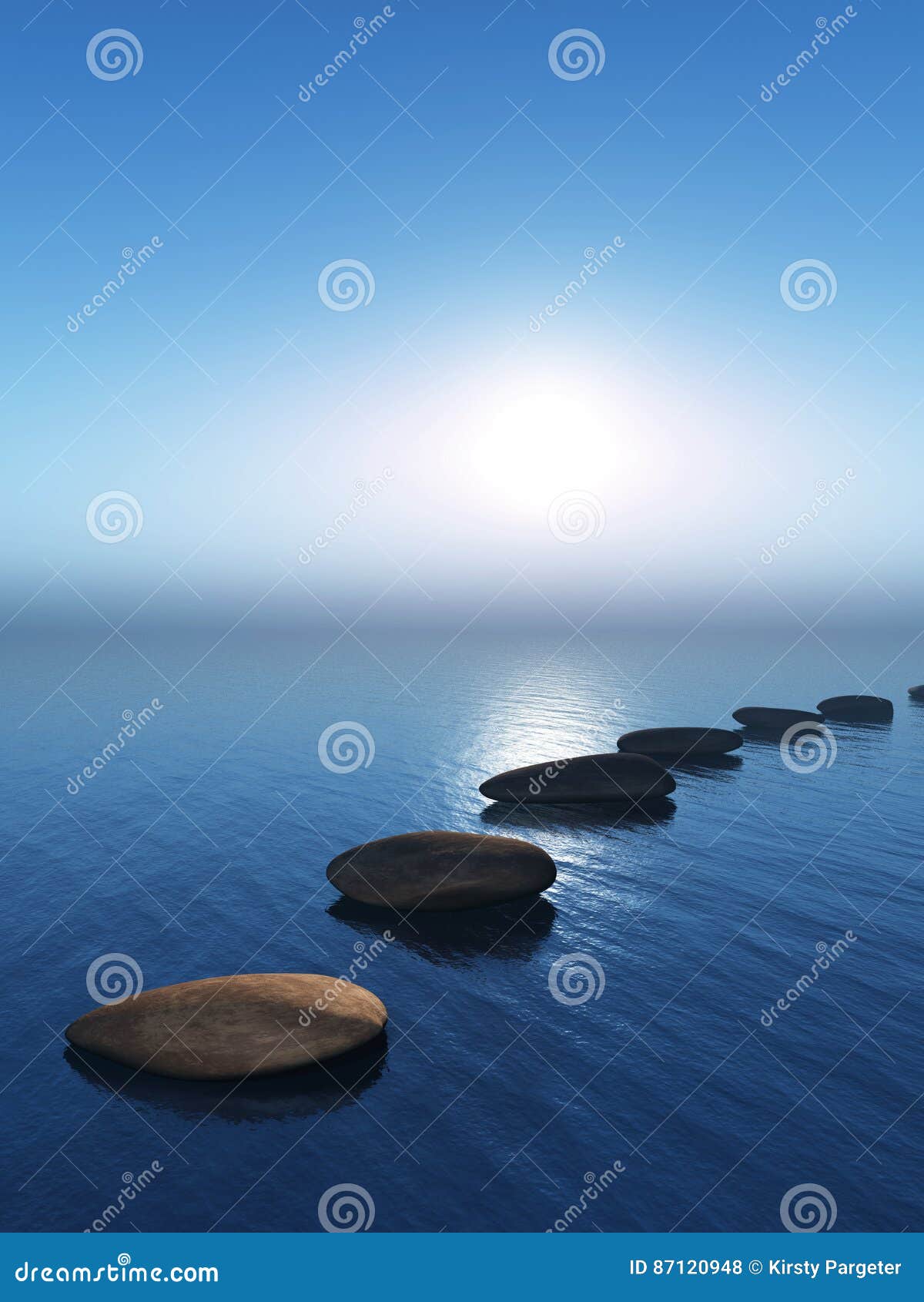 3D Stepping Stones in the Ocean Stock Illustration - Illustration of ...
