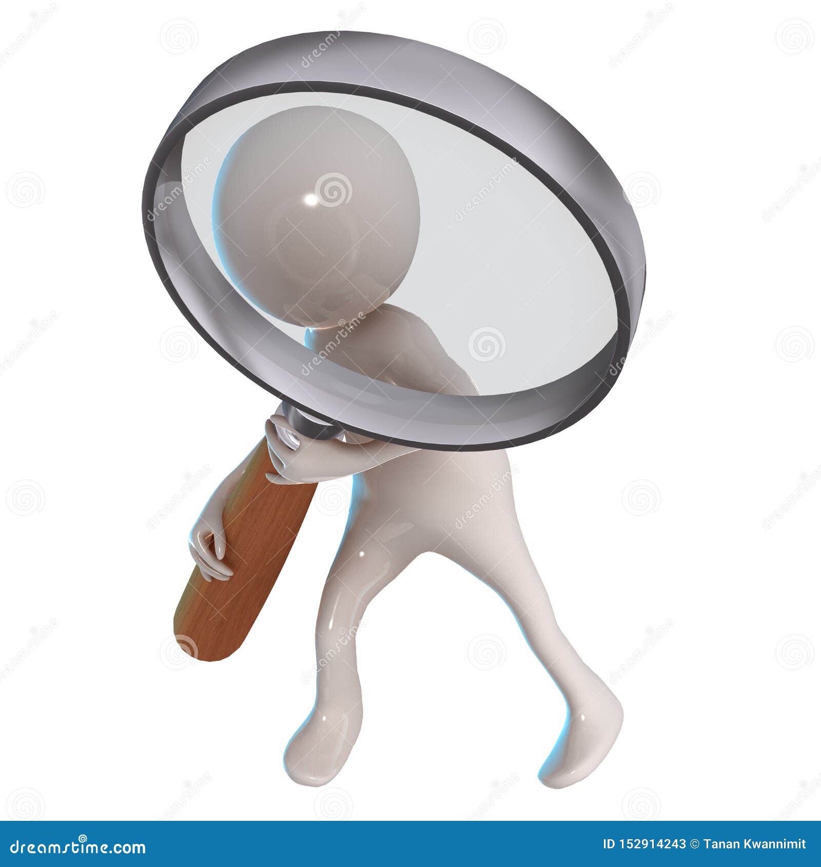 3D Stickman with Magnifying Glass Stock Illustration - Illustration of ...