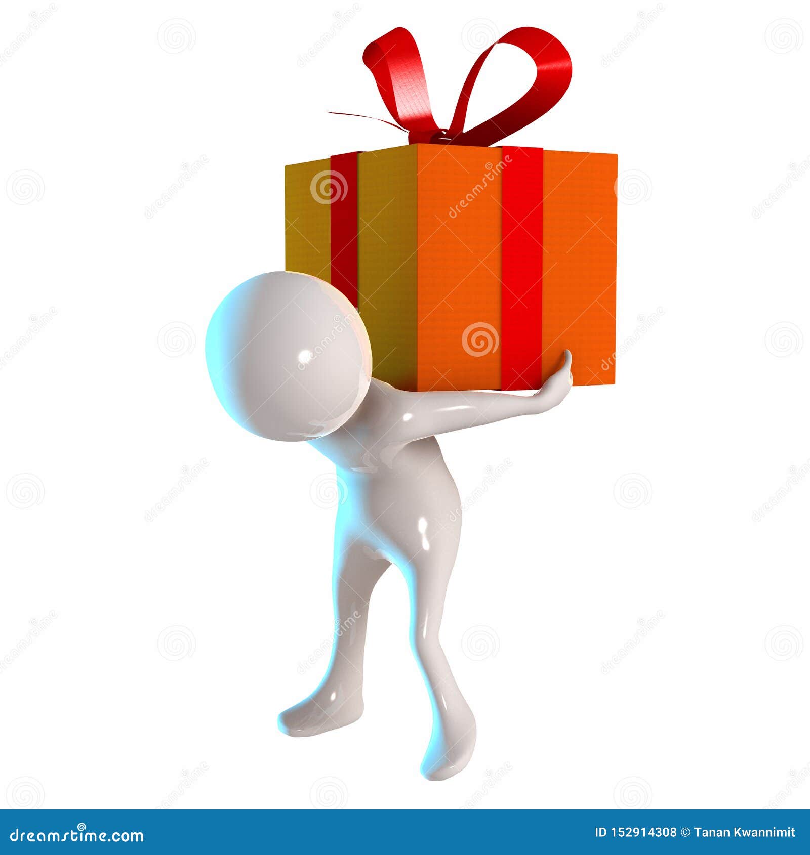 3D Stickman with Present Gift Stock Illustration - Illustration of ...