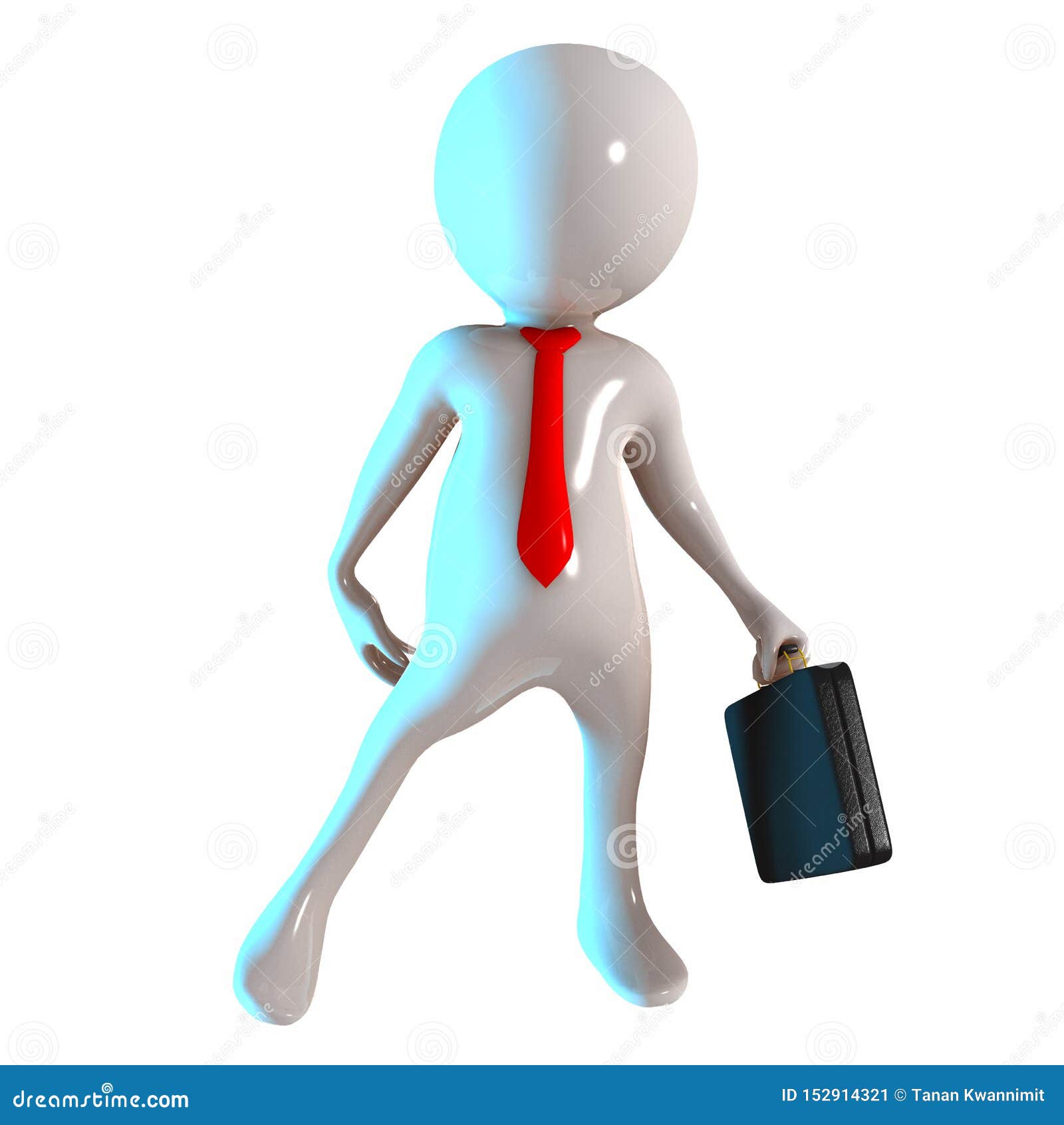 3D Stickman Standing with Briefcase Stock Illustration - Illustration ...