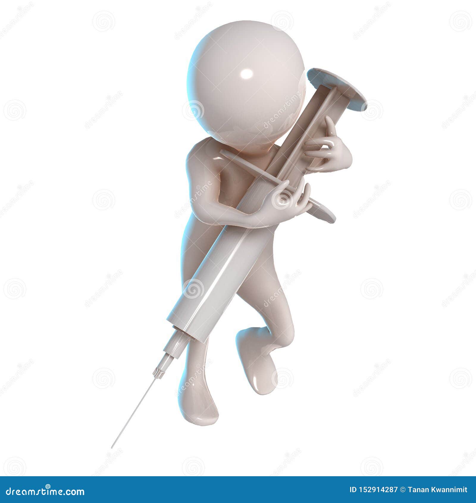 3D Stickman with a syringe stock illustration. Illustration of funny ...