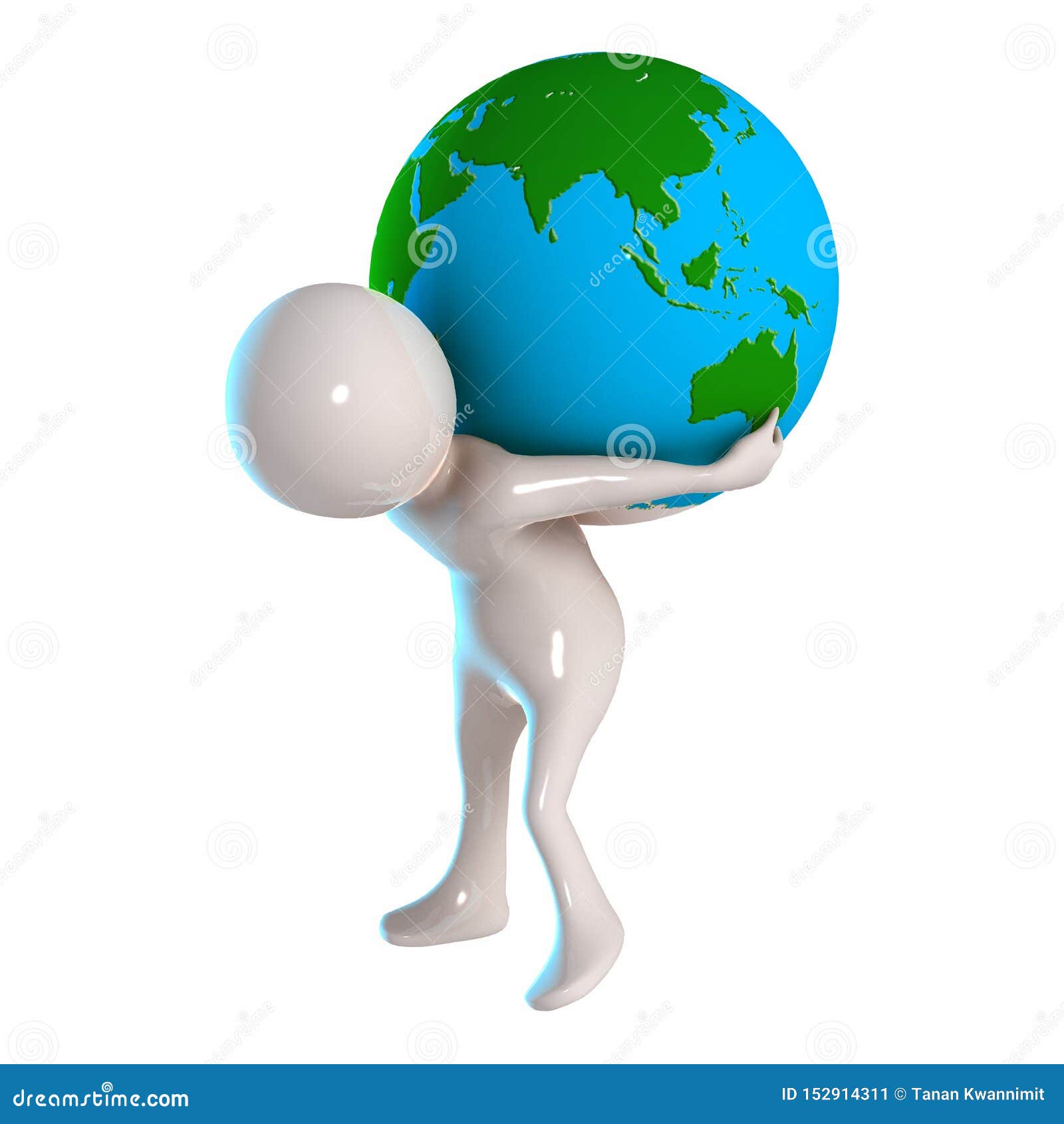 3D Stickman with globe stock illustration. Illustration of keying ...