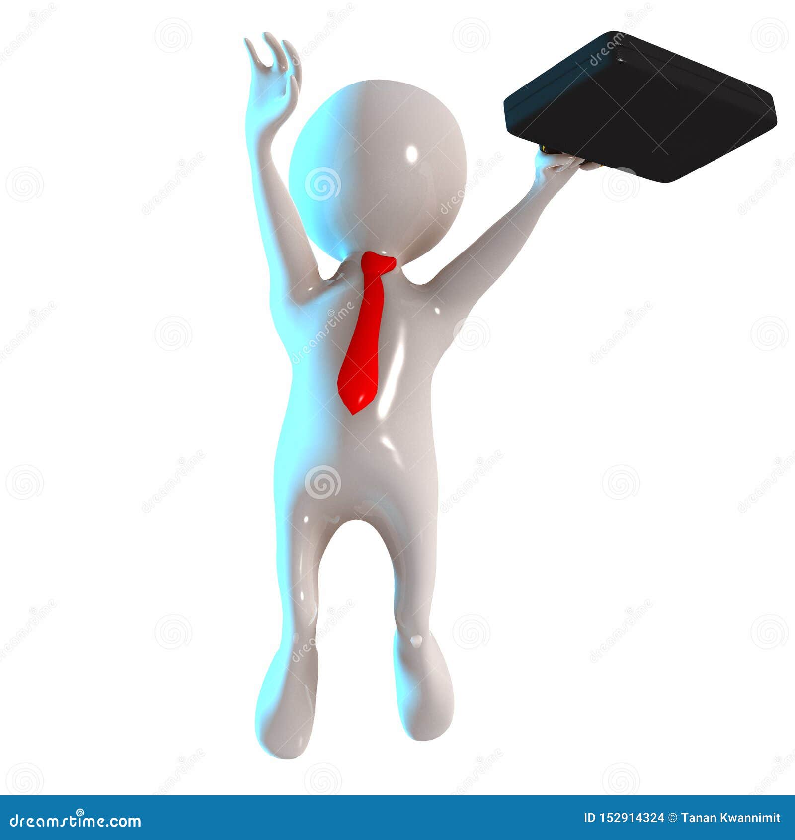 3D Stickman Jumping with Briefcase Stock Illustration - Illustration of ...
