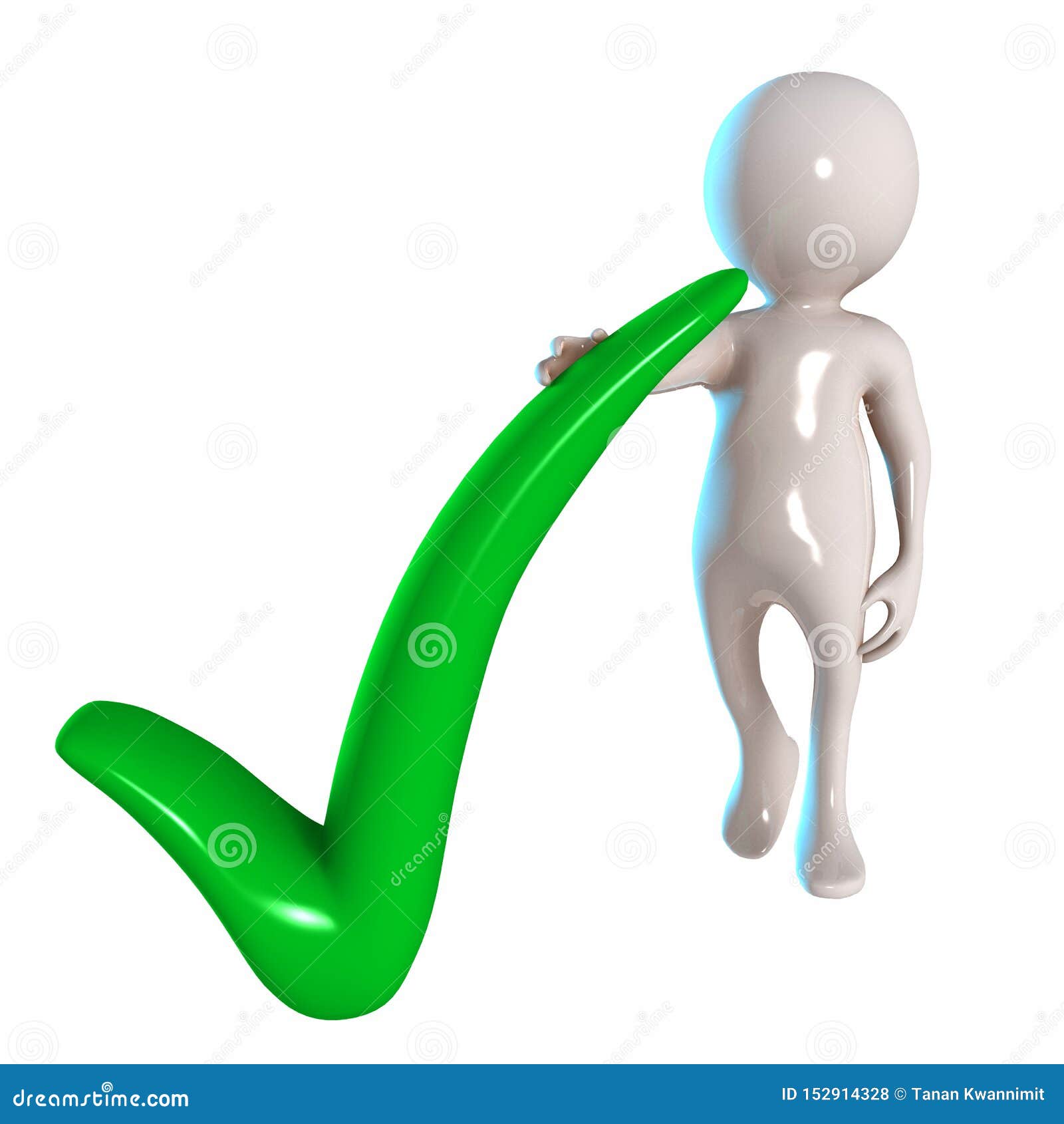 3D Stickman with Tick Symbol Stock Illustration - Illustration of ...