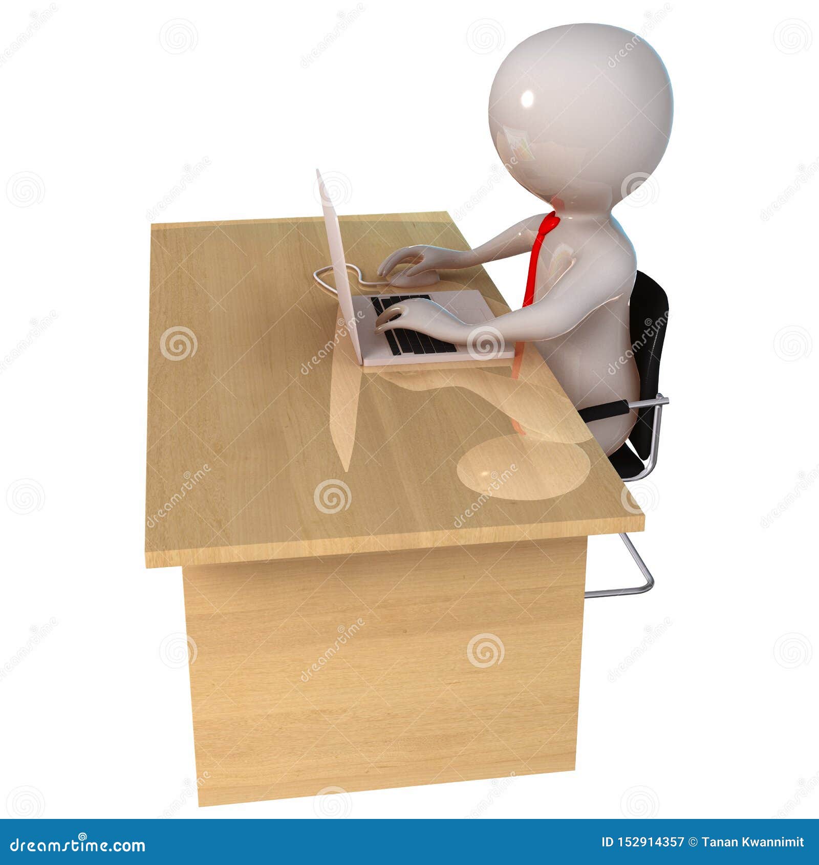 3D Stickman Working With Laptop Stock Image | CartoonDealer.com #152914357