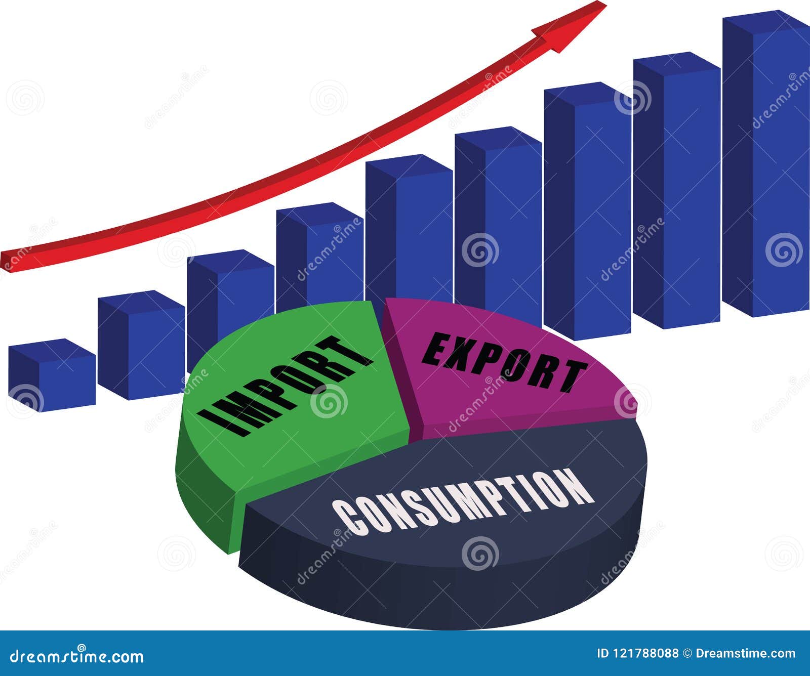 3D Stock Chart and a Pie Chart Stock Vector - Illustration of ...