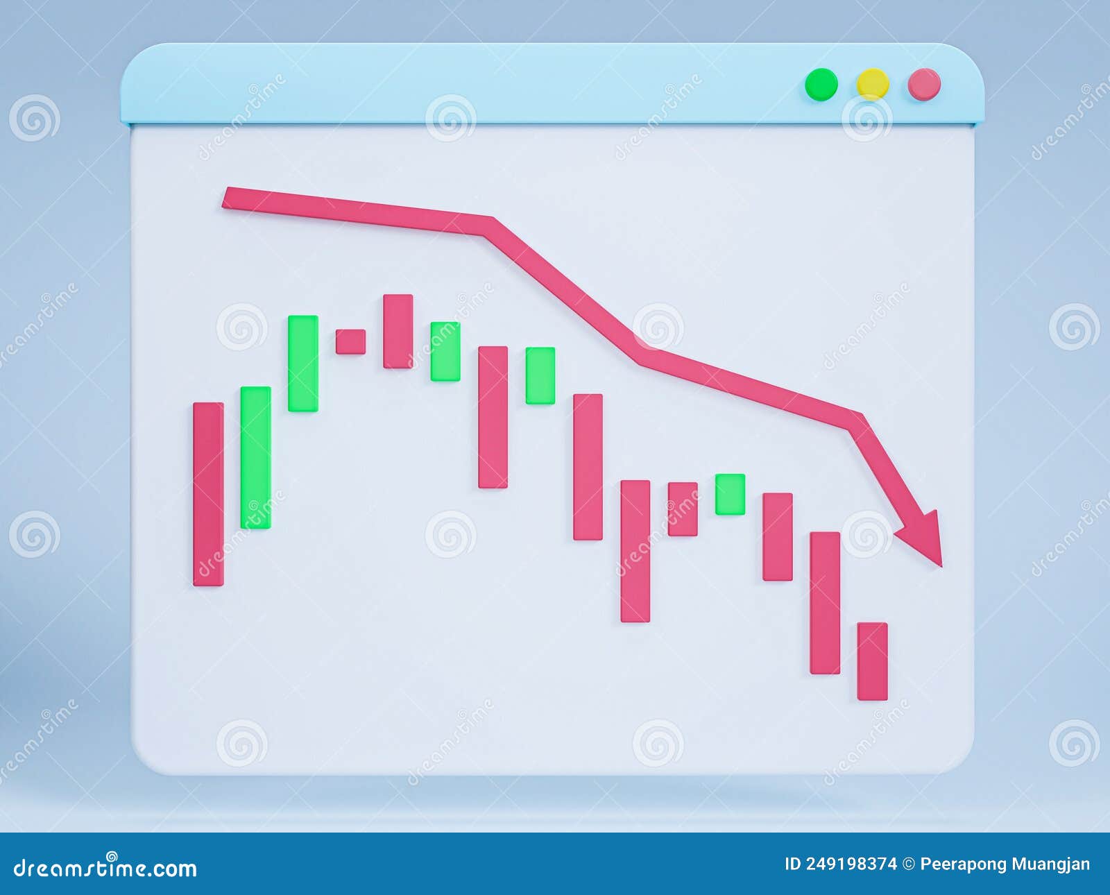 3d stock falling icon. stock illustration. Illustration of negative ...