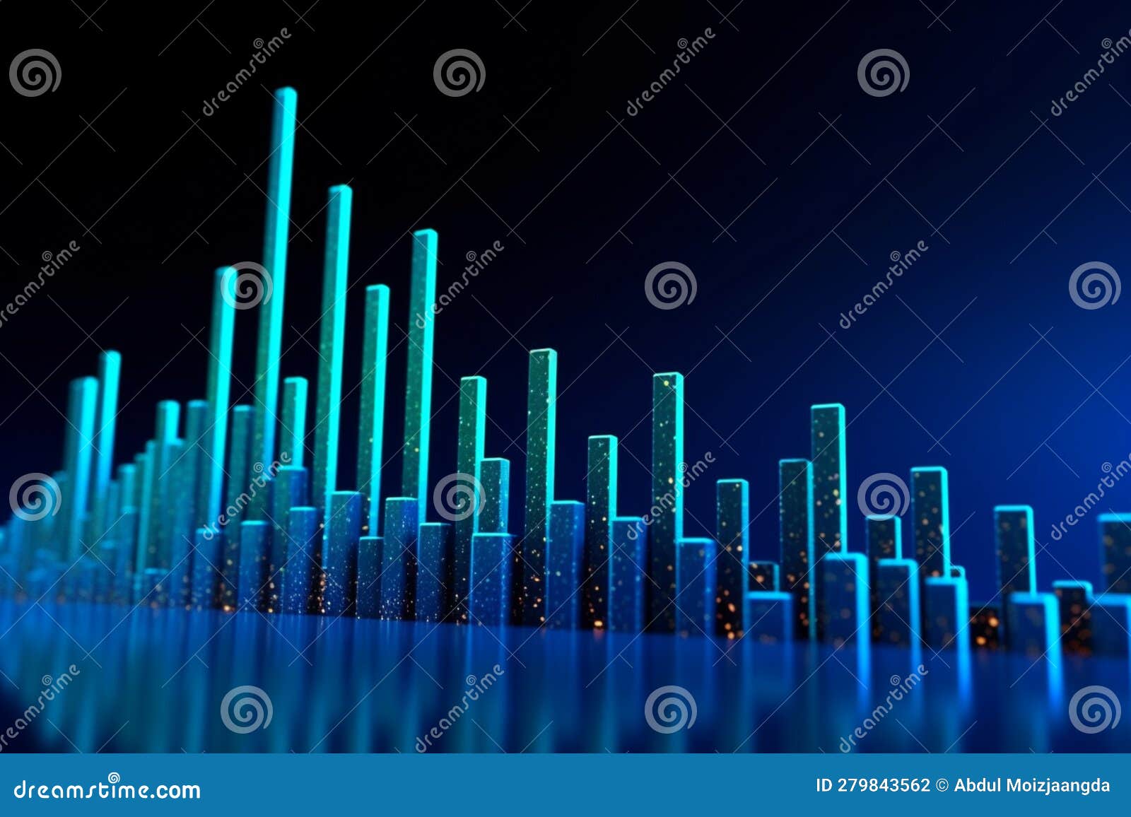 3D Stock Graph Rising on Blue Backdrop Stock Illustration ...