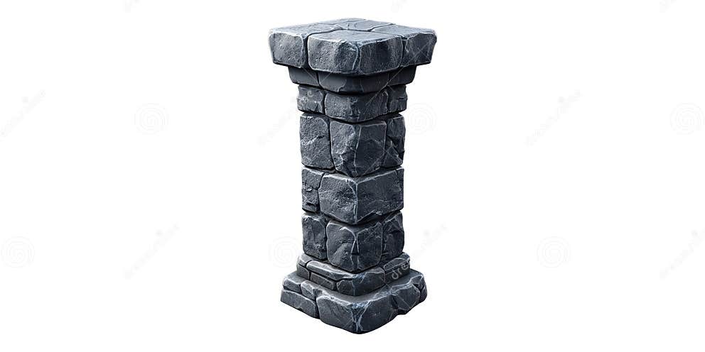 3D Stone Column Illustration Isolated on Transparent Background Stock ...