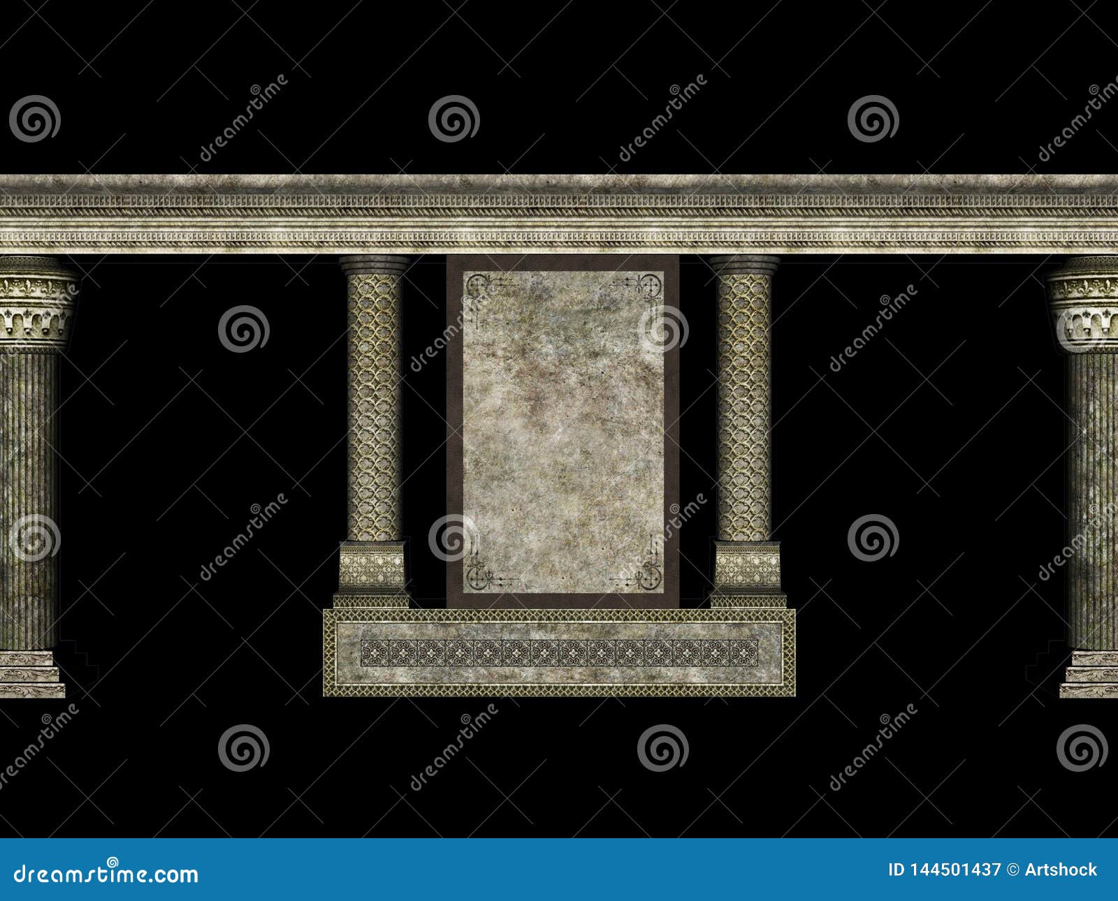 3d stone pillars stock illustration. Illustration of architecture ...