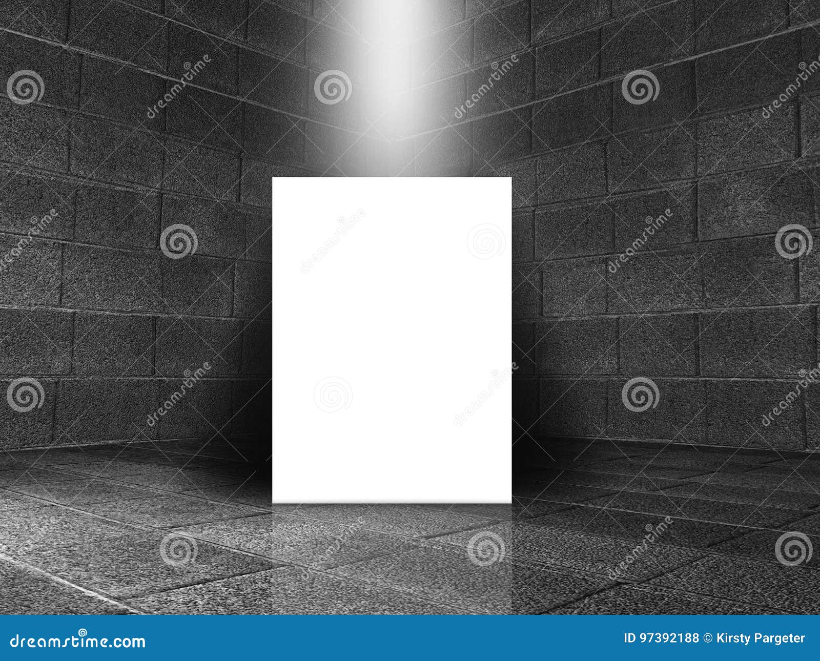 3D Stone Room Interior with Blank Canvas Stock Illustration ...