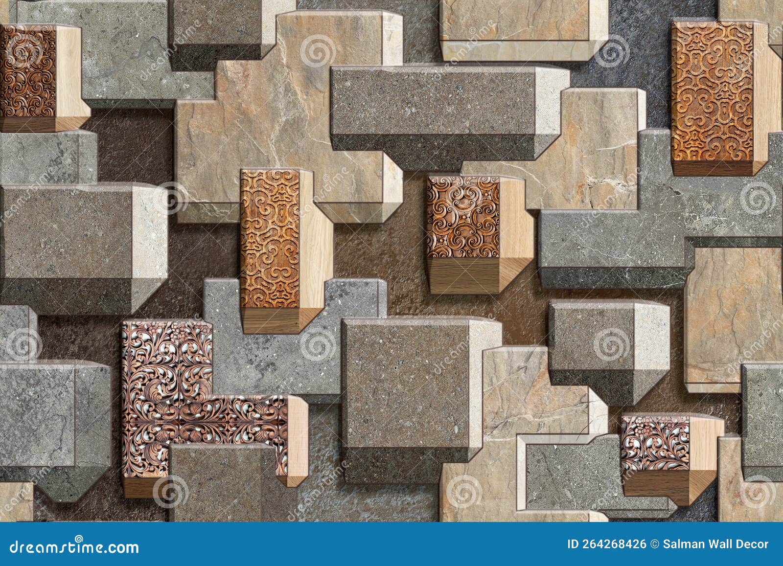 3d Stone Wallpaper Tile Design Stock Illustration - Illustration of ...