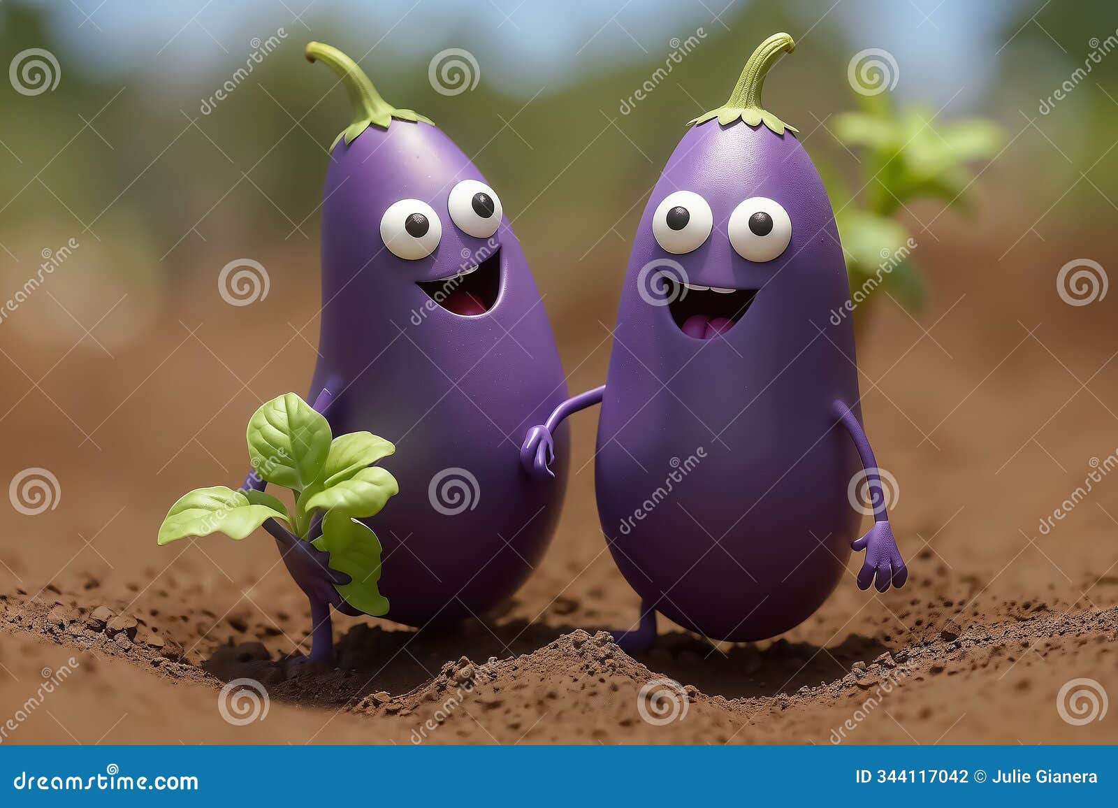 3D Stop-motion Animated Eggplant Figures Stock Illustration ...