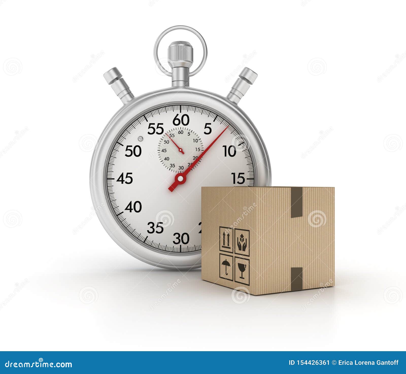 3D Stopwatch with Cardboard Box Stock Illustration - Illustration of ...