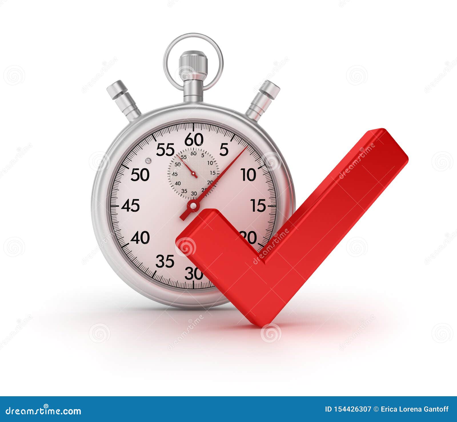 3D Stopwatch with Check Mark Stock Illustration - Illustration of check ...