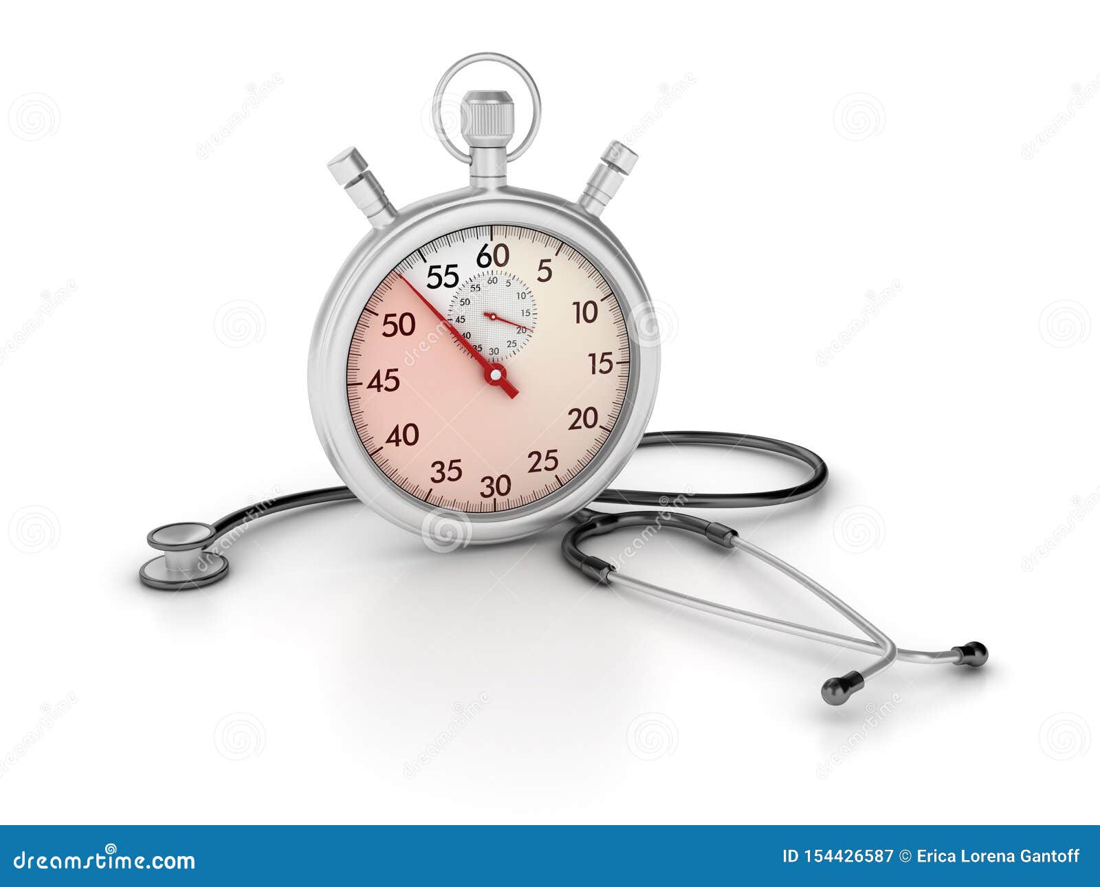 3D Stopwatch with Stethoscope Stock Illustration - Illustration of ...