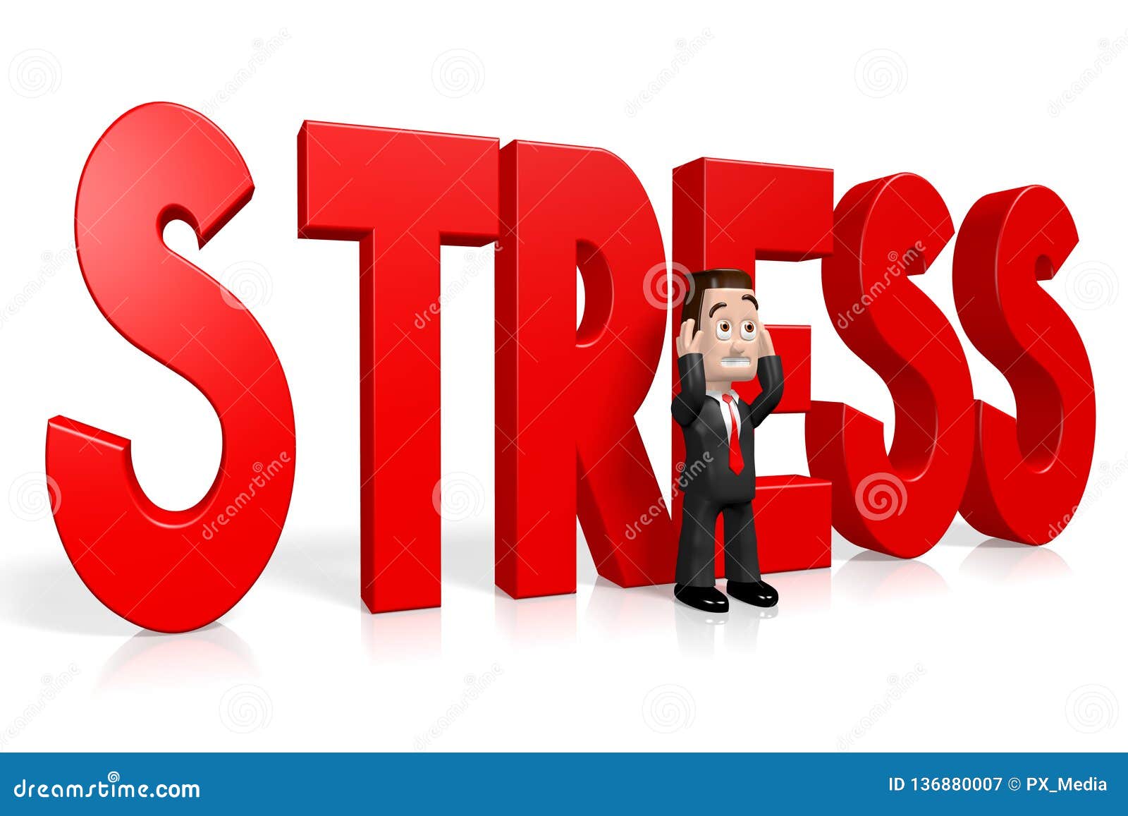 3D Businessman, Red Word - Stress Stock Illustration - Illustration of ...
