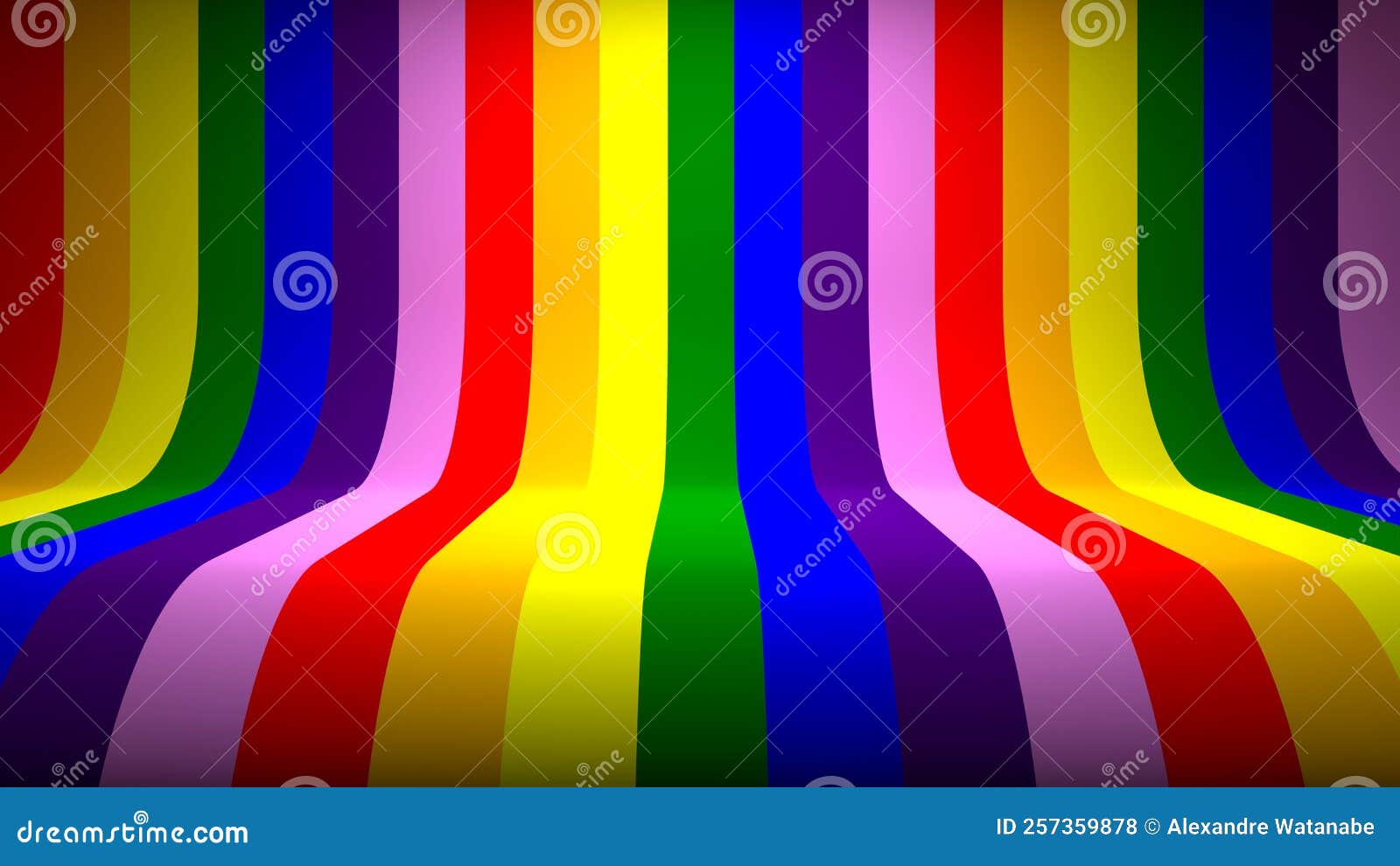 3D Striped Rainbow Studio Backdrop with Empty Copy Space Stock ...