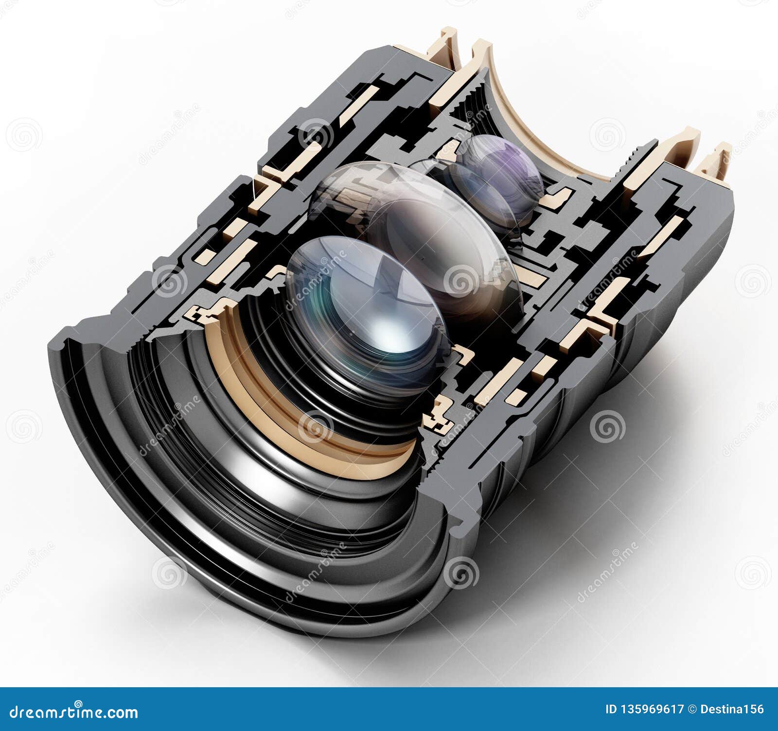 3D Structure of a Professional Lens. 3D Illustration Stock Illustration ...