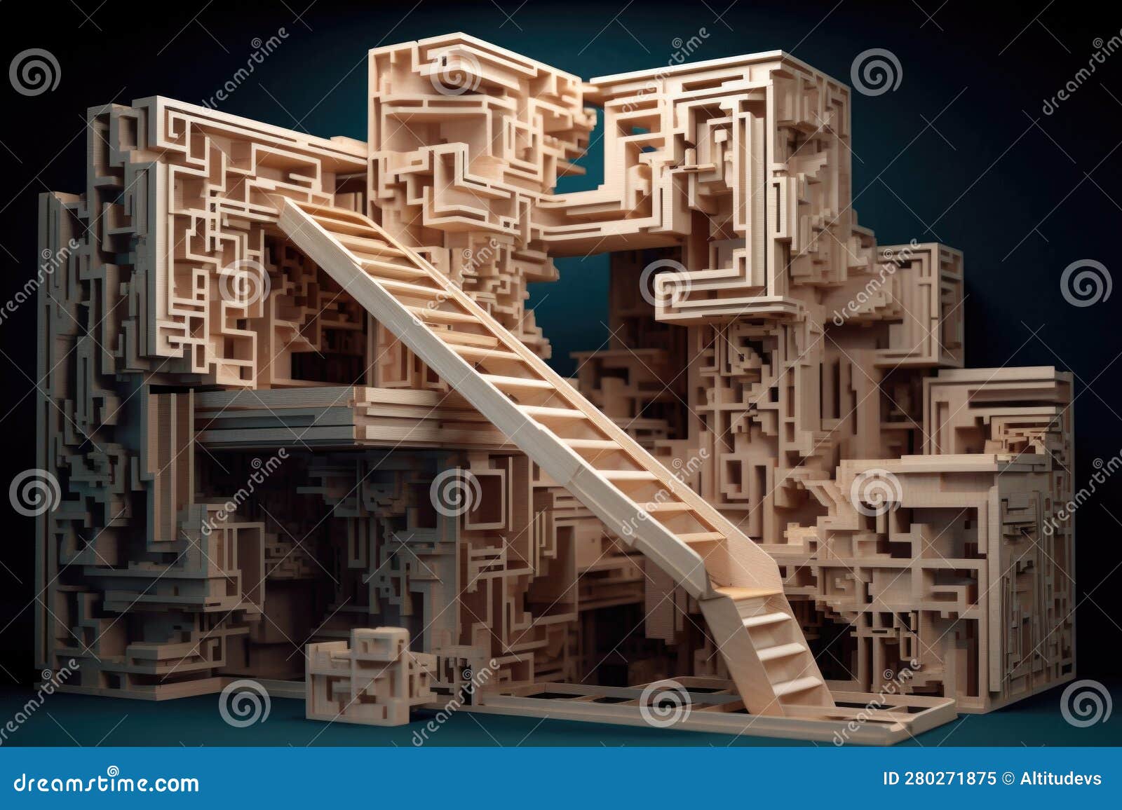 3d Structure Resembling Intricate Puzzle, with Interlocking Shapes and ...