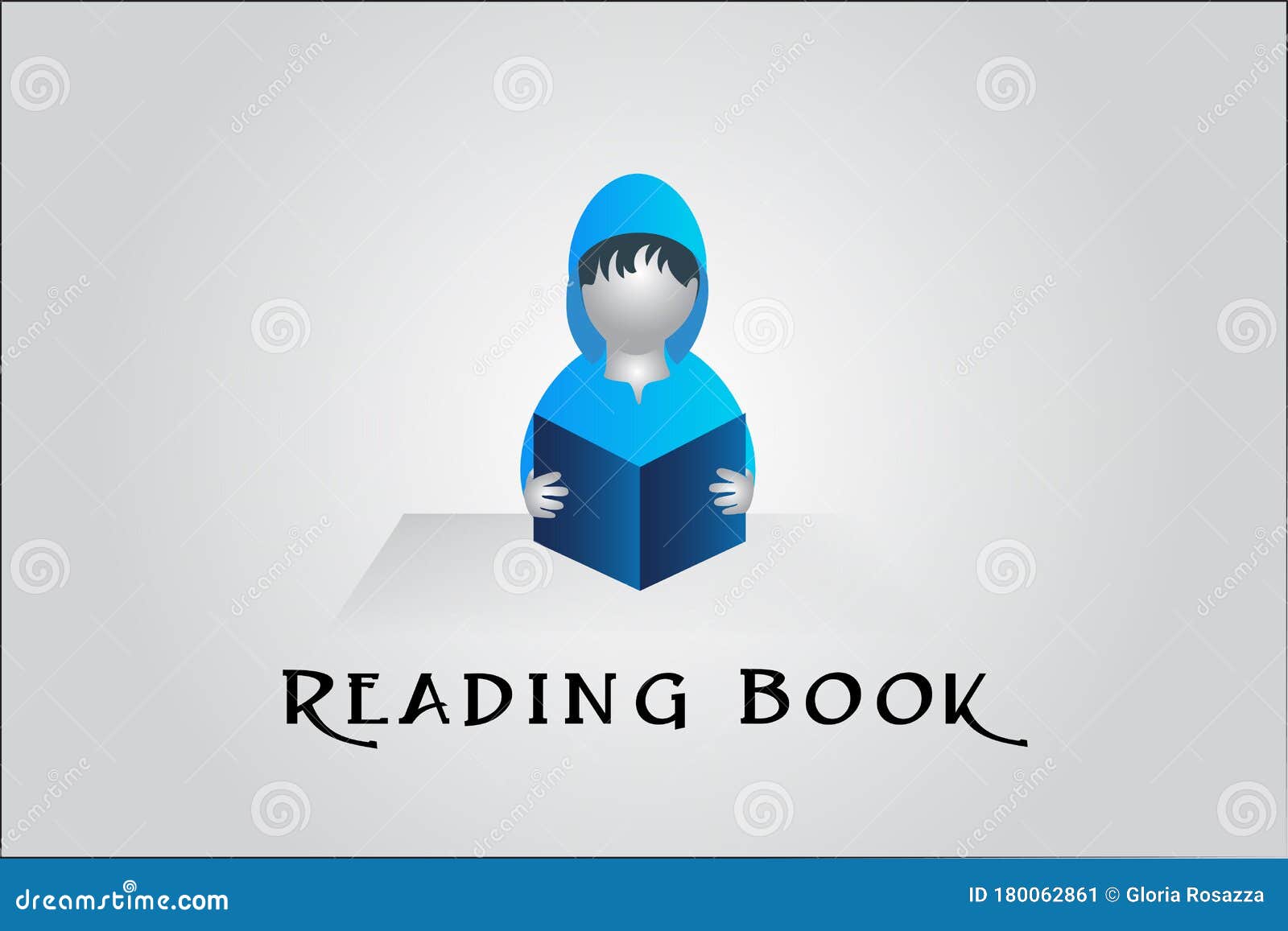 3D Student Reading a Book Vector Illustration Logo Stock Vector ...