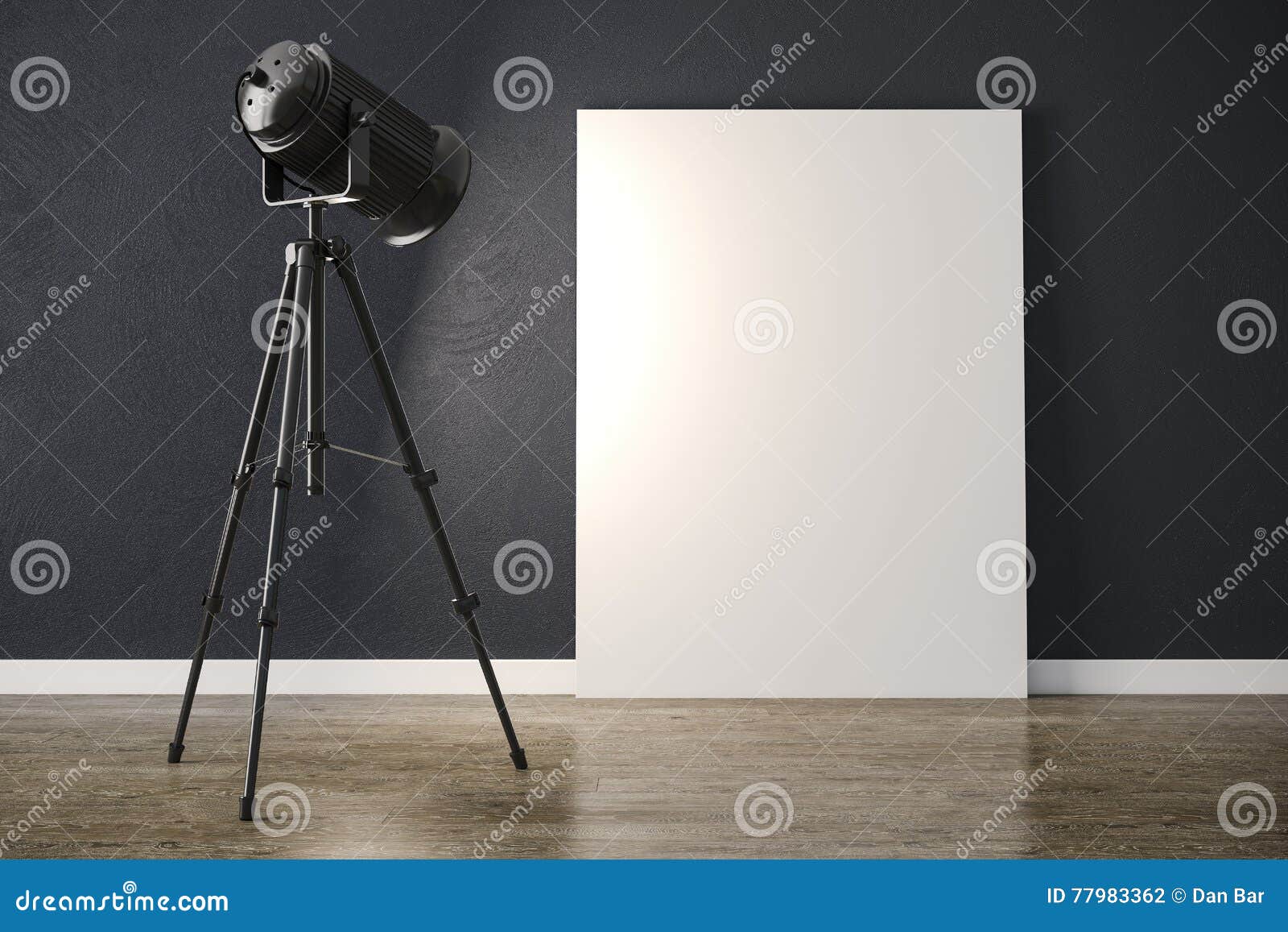 3d Studio Light Projector and Canvas Frame Stock Illustration ...